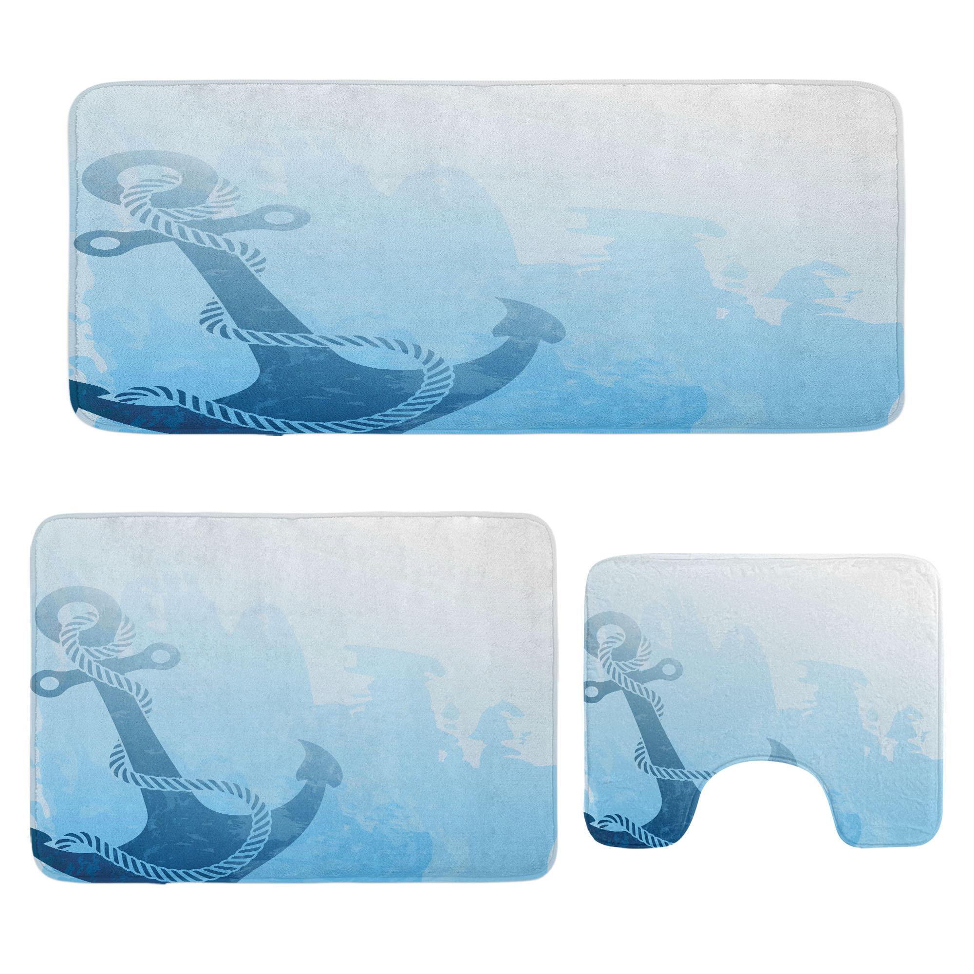 East Urban Home Anchor Bathroom Rug Set 3 Pieces U-Shape & Rectangle ...