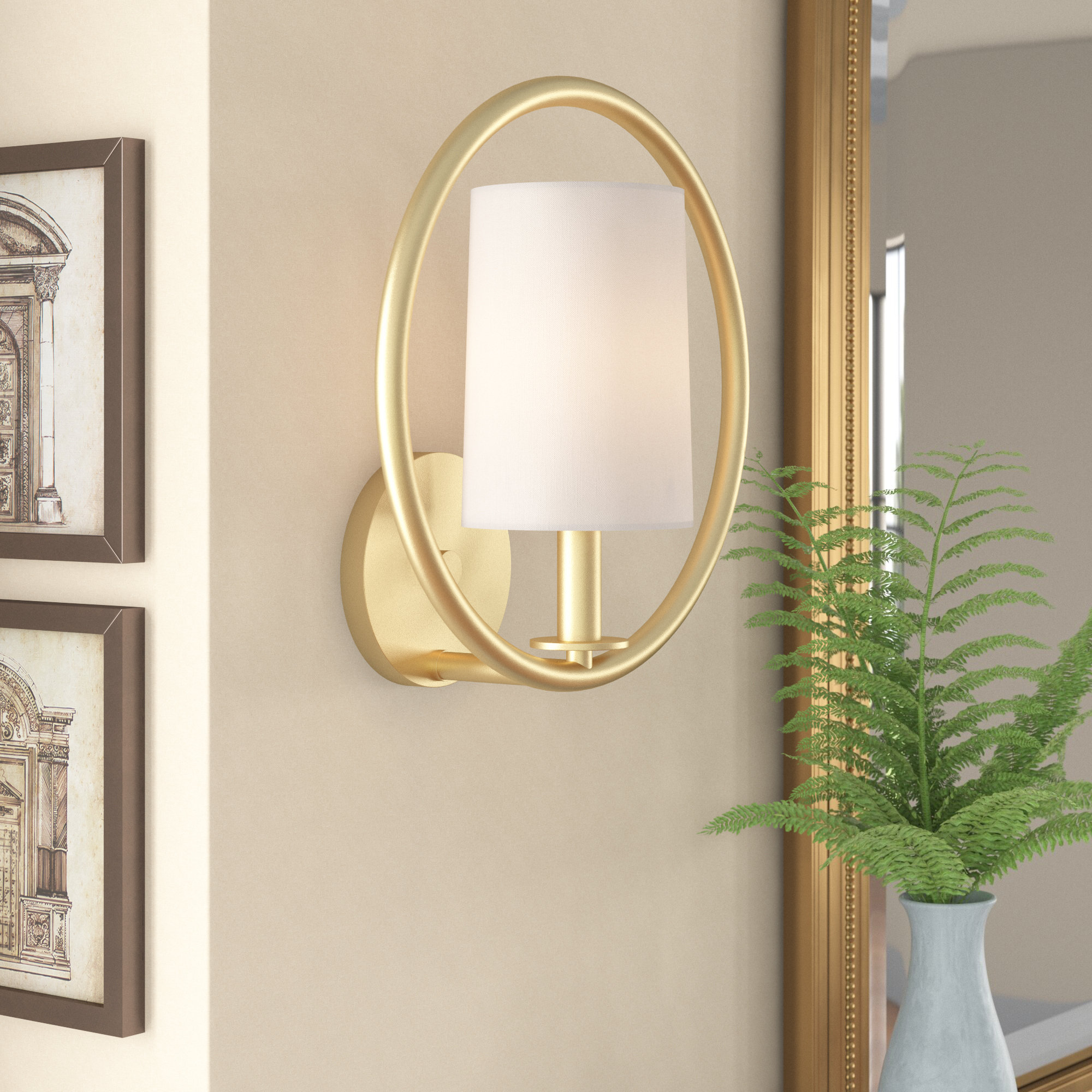 Willa Arlo™ Interiors Saurabh 1 - Light Dimmable Natural Aged Brass ...