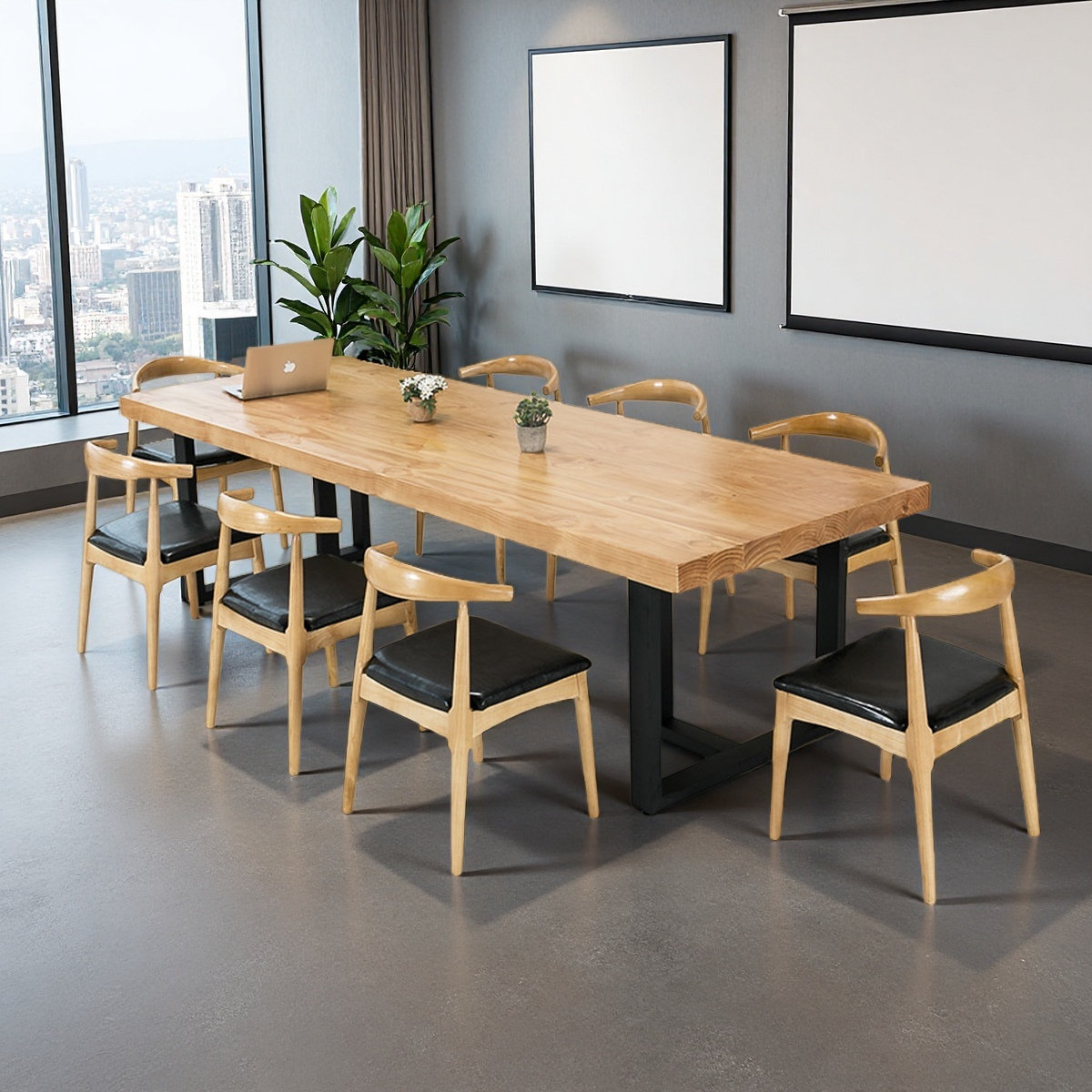 Ivy Bronx Minimalist Solid Wood Rectangular Conference Table - Wayfair ...
