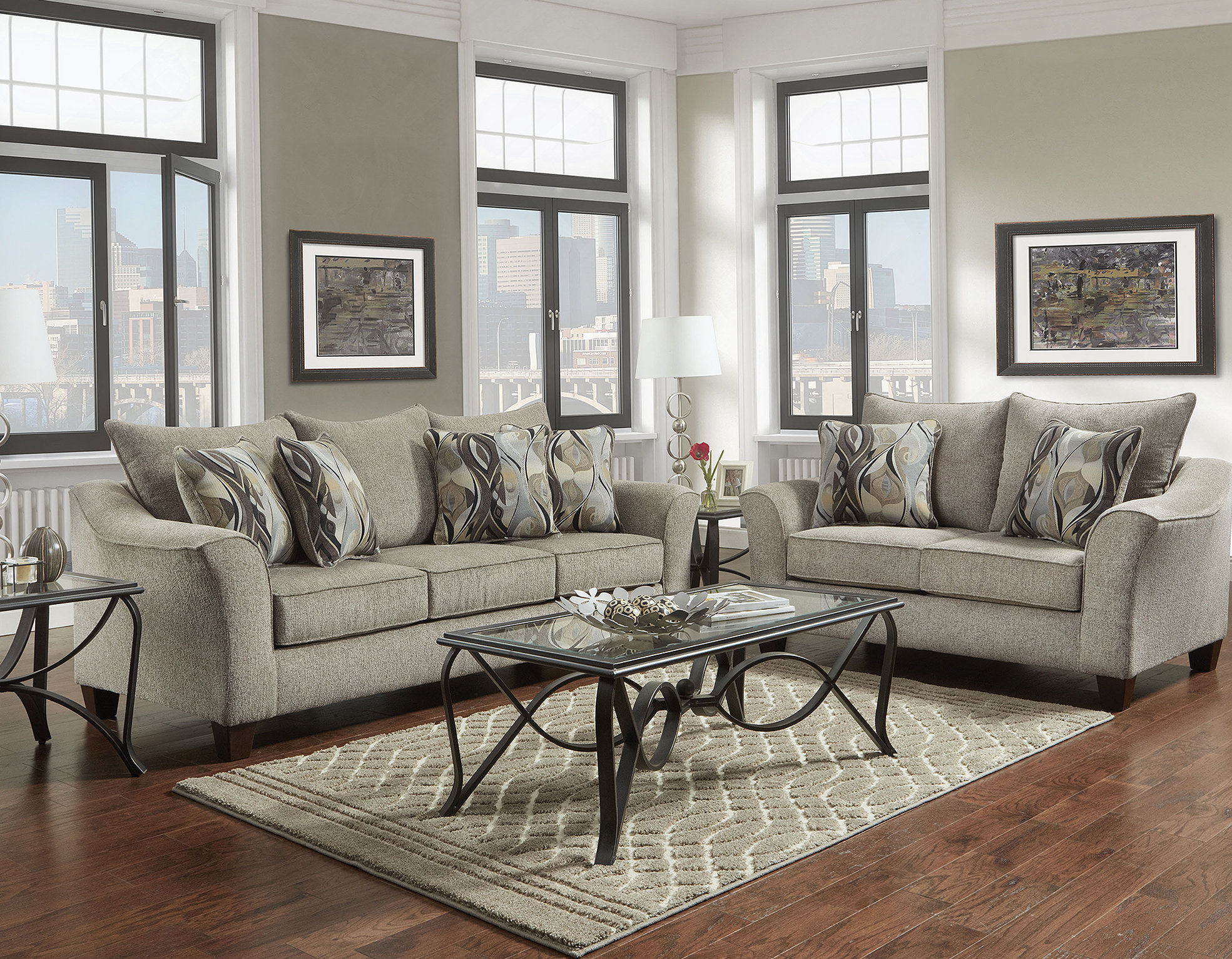 Winston Porter Camero Fabric Pillowback 2-Piece Living Room Set, Sofa ...