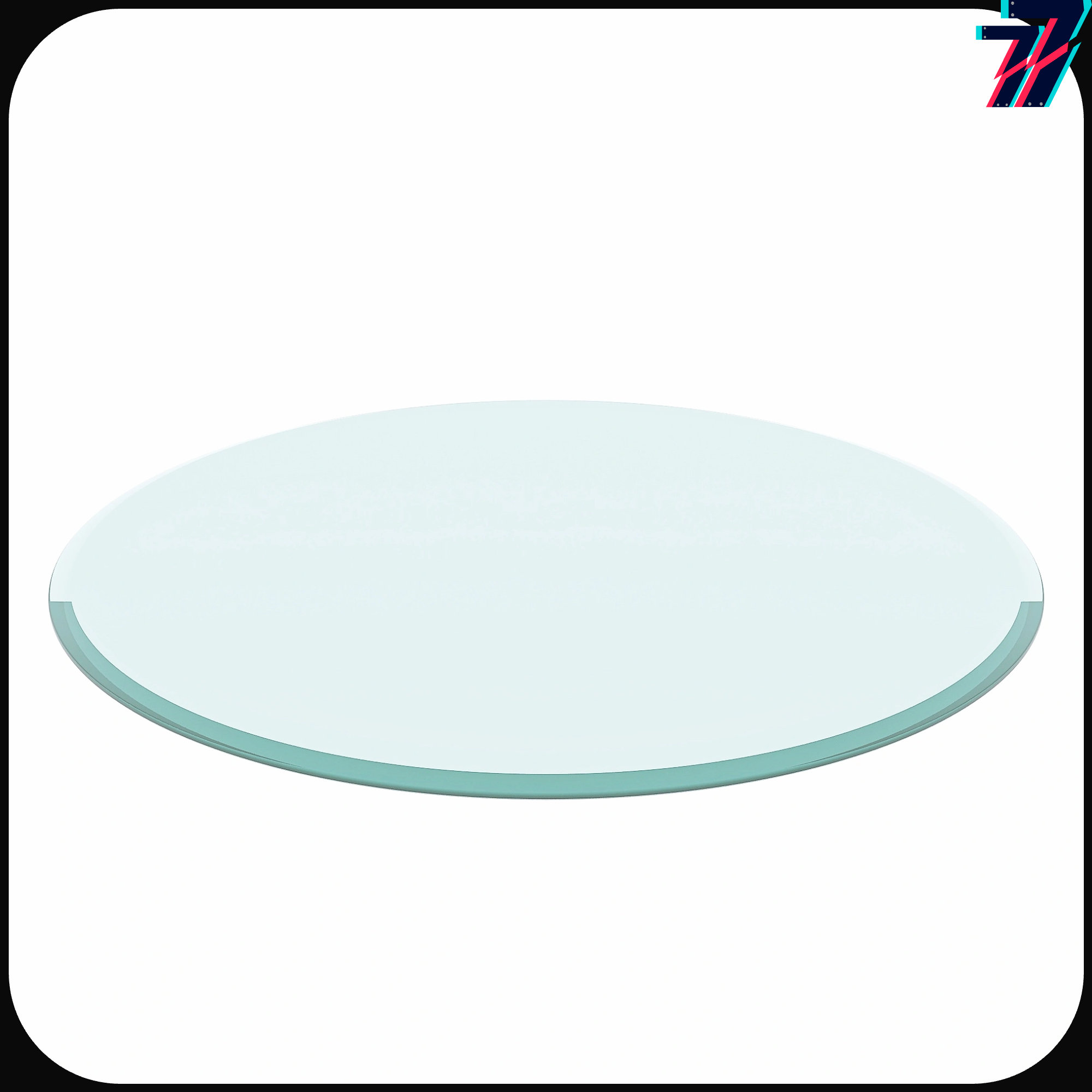 huosai 32" Round Tempered Glass Tabletop, 1/2" Thick, Beveled Polished ...