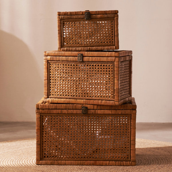 Bay Isle Home™ Ascano Nature Rattan Storage Box, Rattan Decorative ...