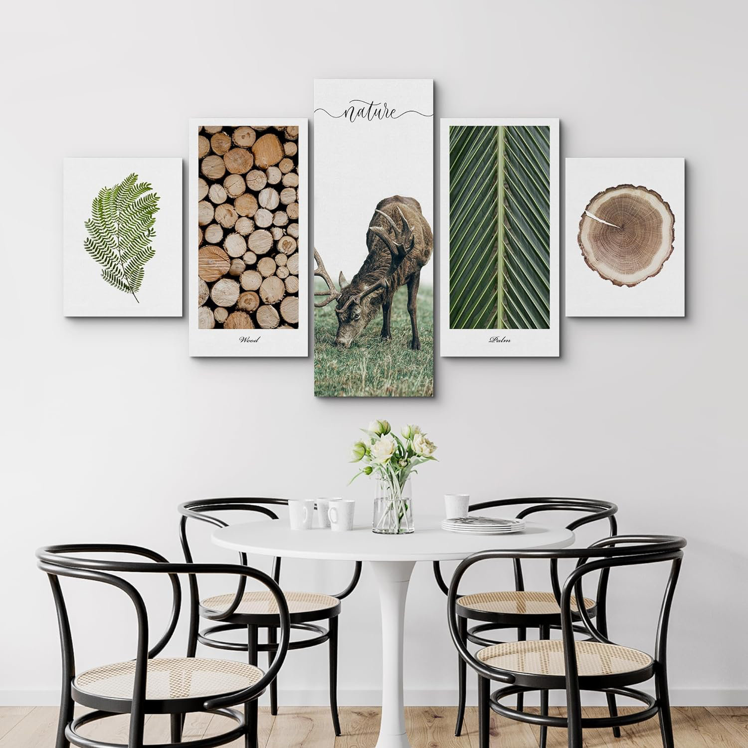 IDEA4WALL Western Wood Effect Landscape Deer Wood and Plant Collages ...