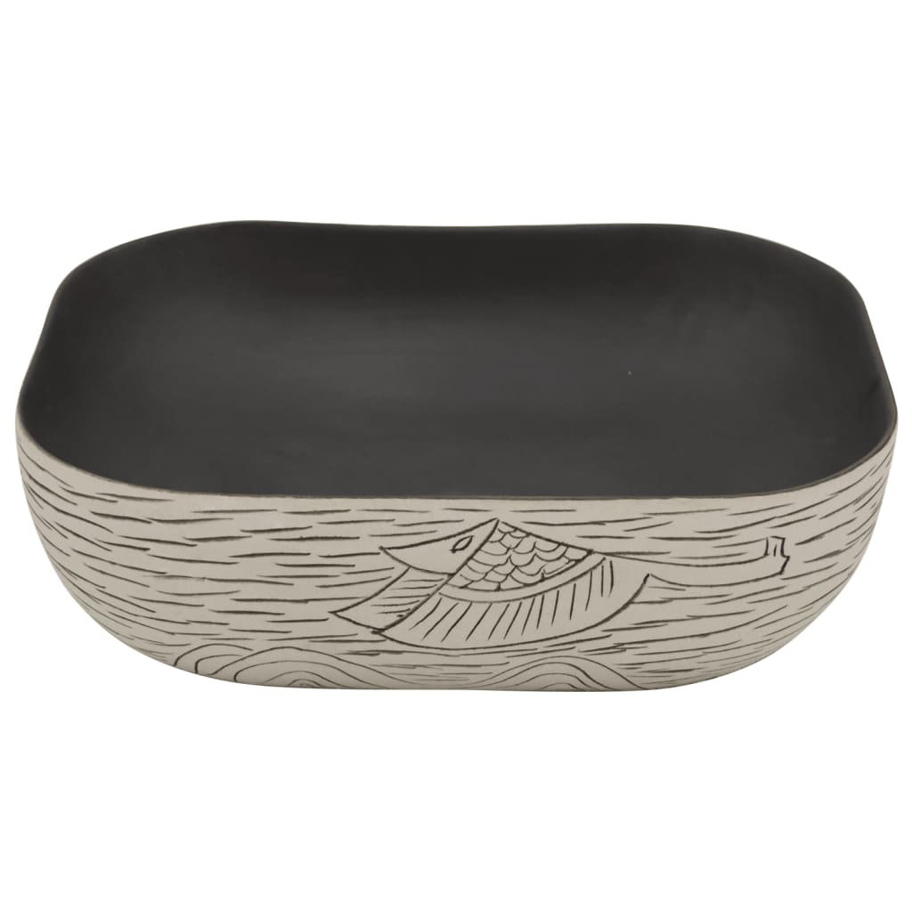 ClassicLiving Colene 48mm L 37.5mm W Black/Grey Ceramic Rectangular ...