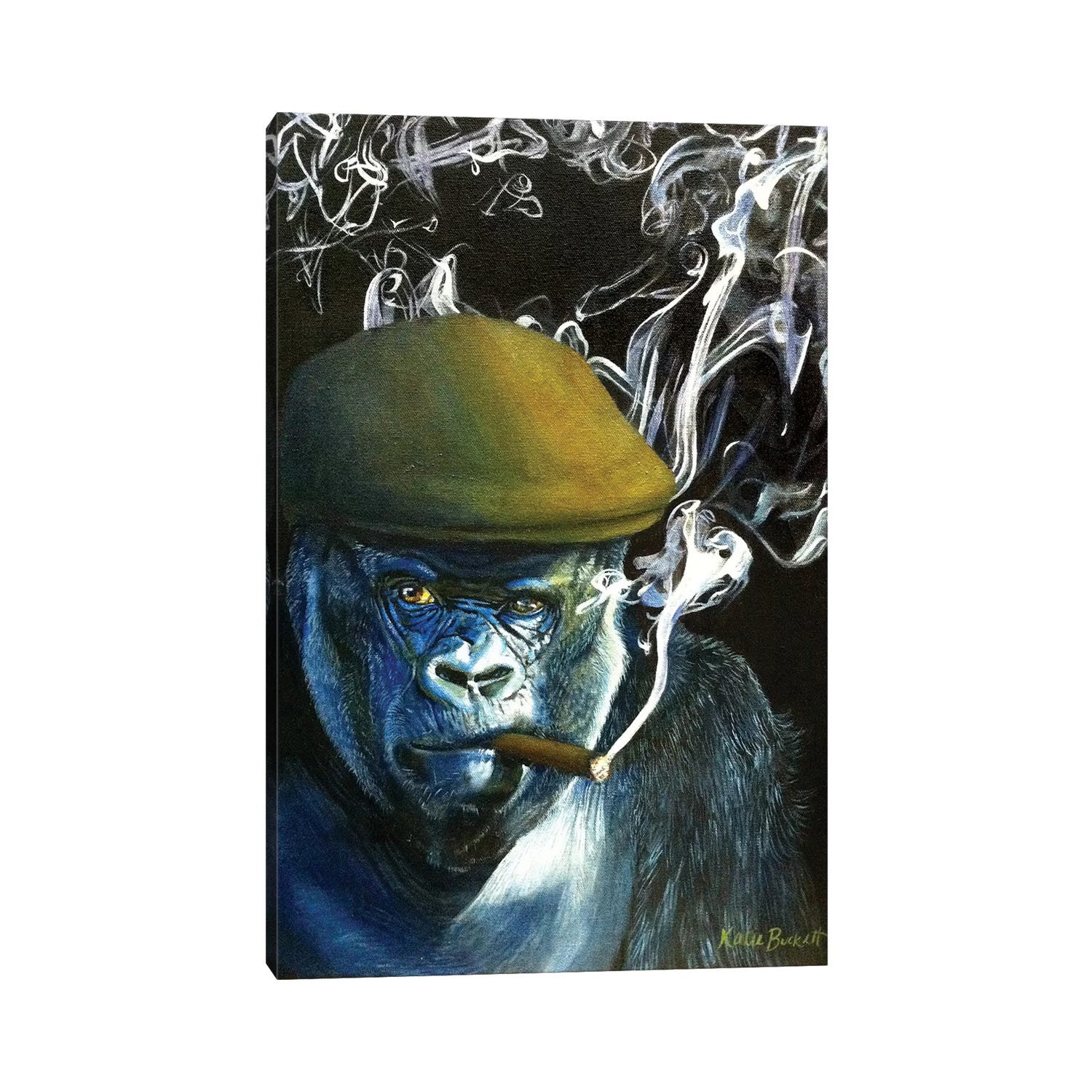 East Urban Home Silverback Smoking - Wrapped Canvas Painting | Wayfair