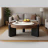 Latitude Run® Round Coffee Table on Brown Black Wood Veneer Base ...