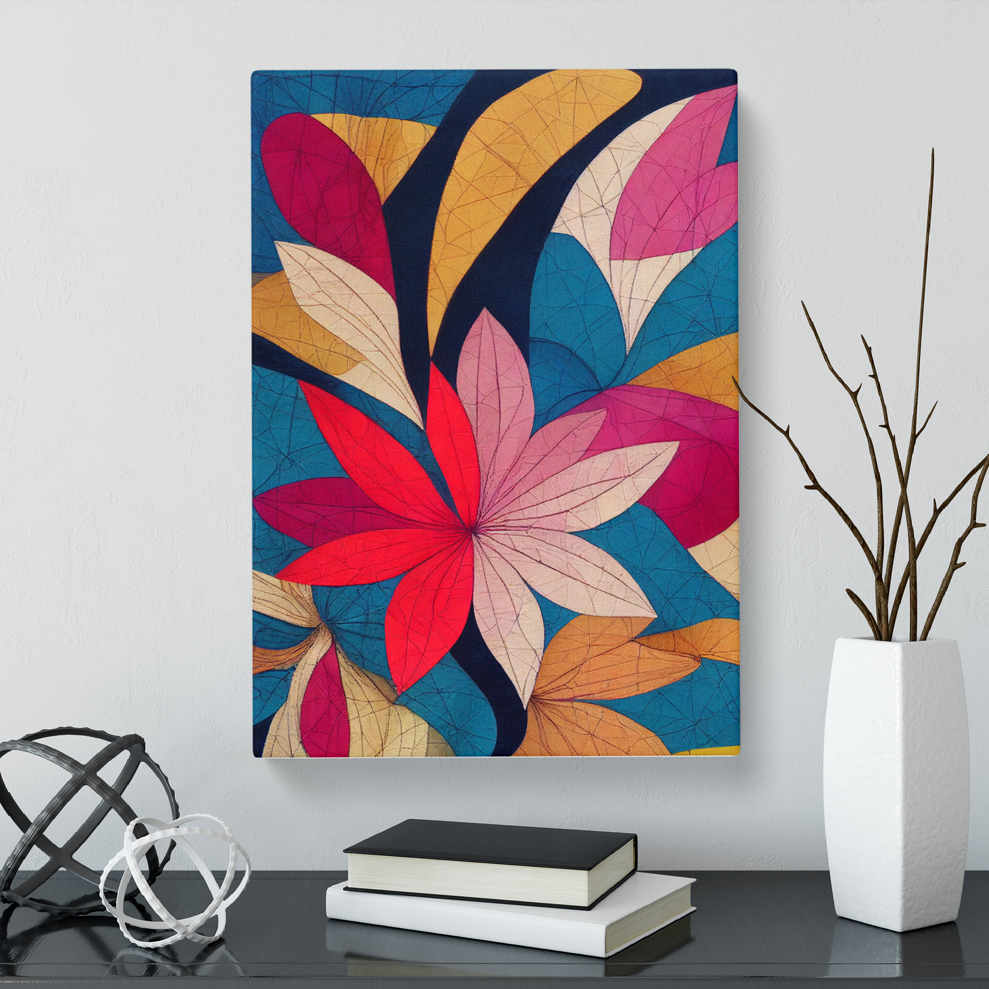 Marlow Home Co. Trisler Floral Patchwork - Wrapped Canvas Graphic Art ...