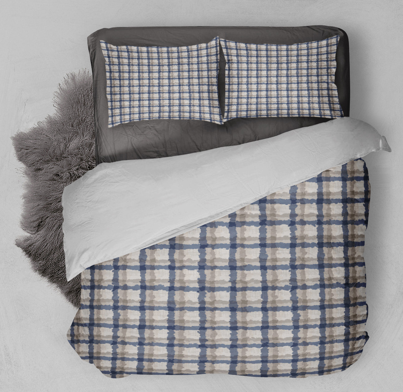 HeartBeat Studios Blue/Beige/White Microfiber Comforter Set | Wayfair