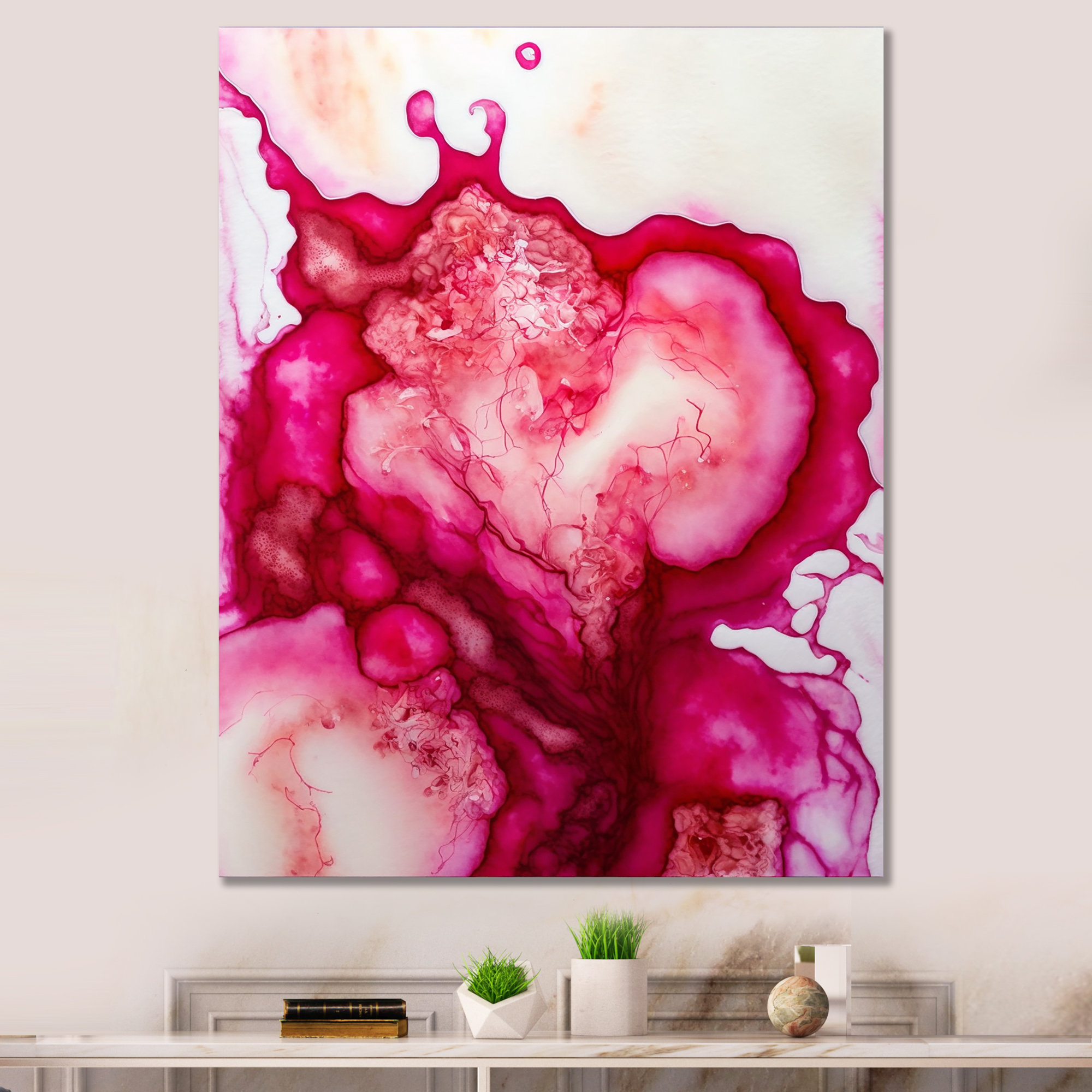 Ivy Bronx Eruption of Rasberry Blush Joy IV - Print on Canvas | Wayfair