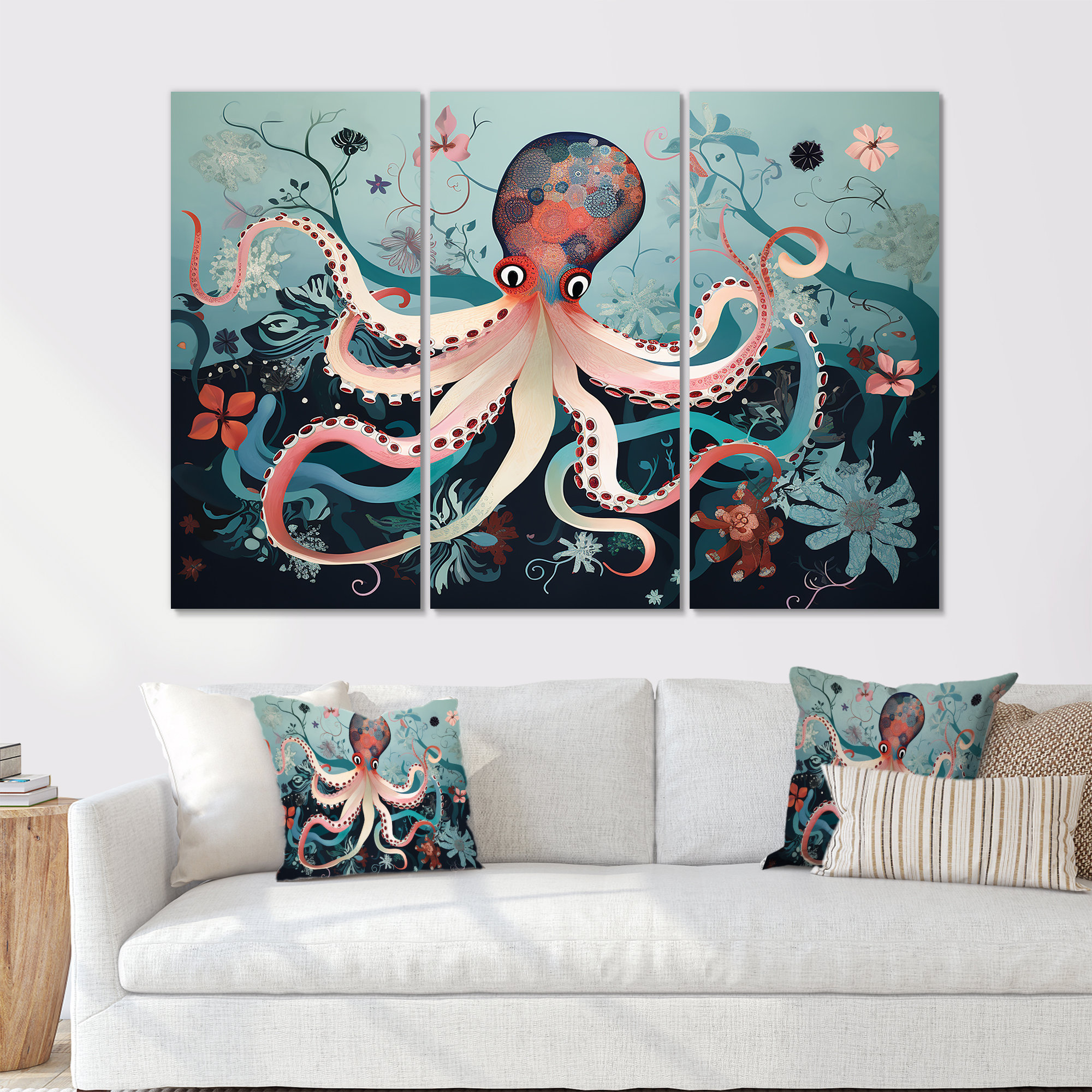 Design Art Octopus Deep Sea Retro - Octopus/Squid Animal Wall Art ...