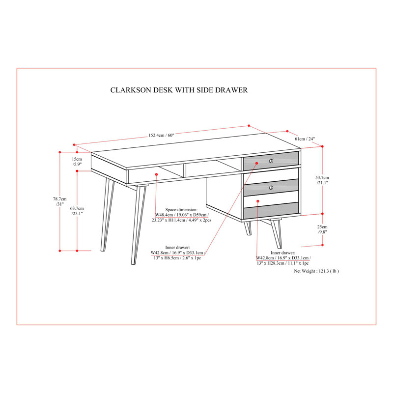 Simpli Home Clarkson Desk with side drawers | Wayfair