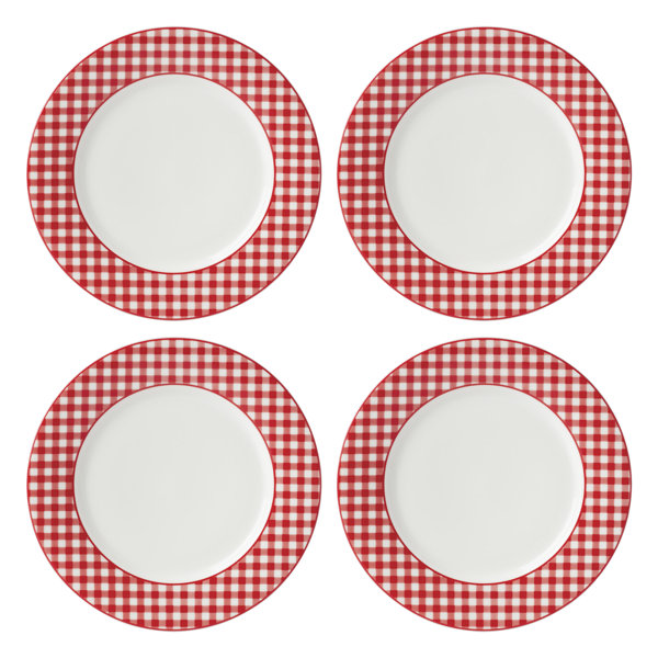 Lenox Gingham Red Dinner Plates, Set of 4 & Reviews | Birch Lane