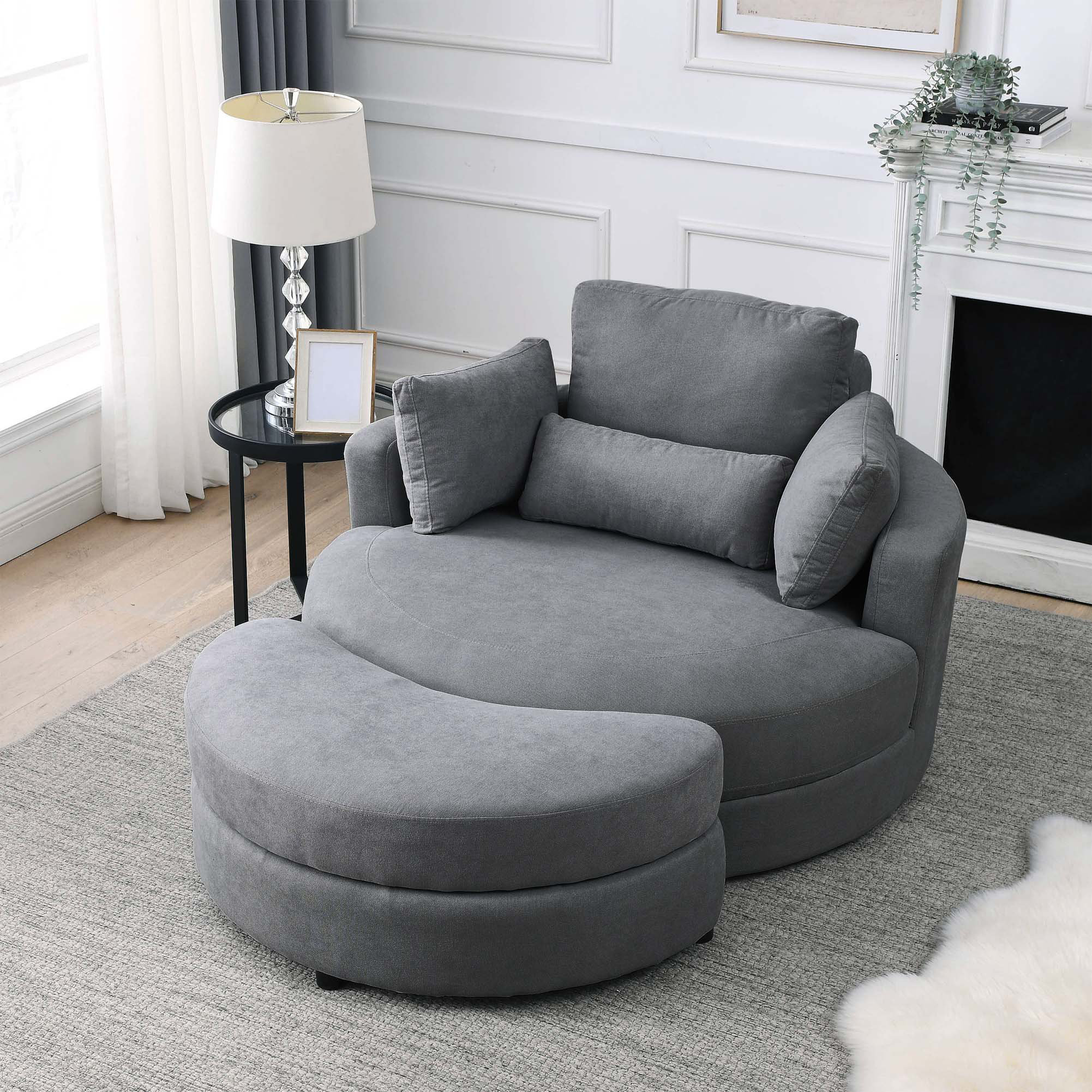Mercer41 Welike Swivel Accent Barrel Modern Sofa Lounge Club Big Round ...