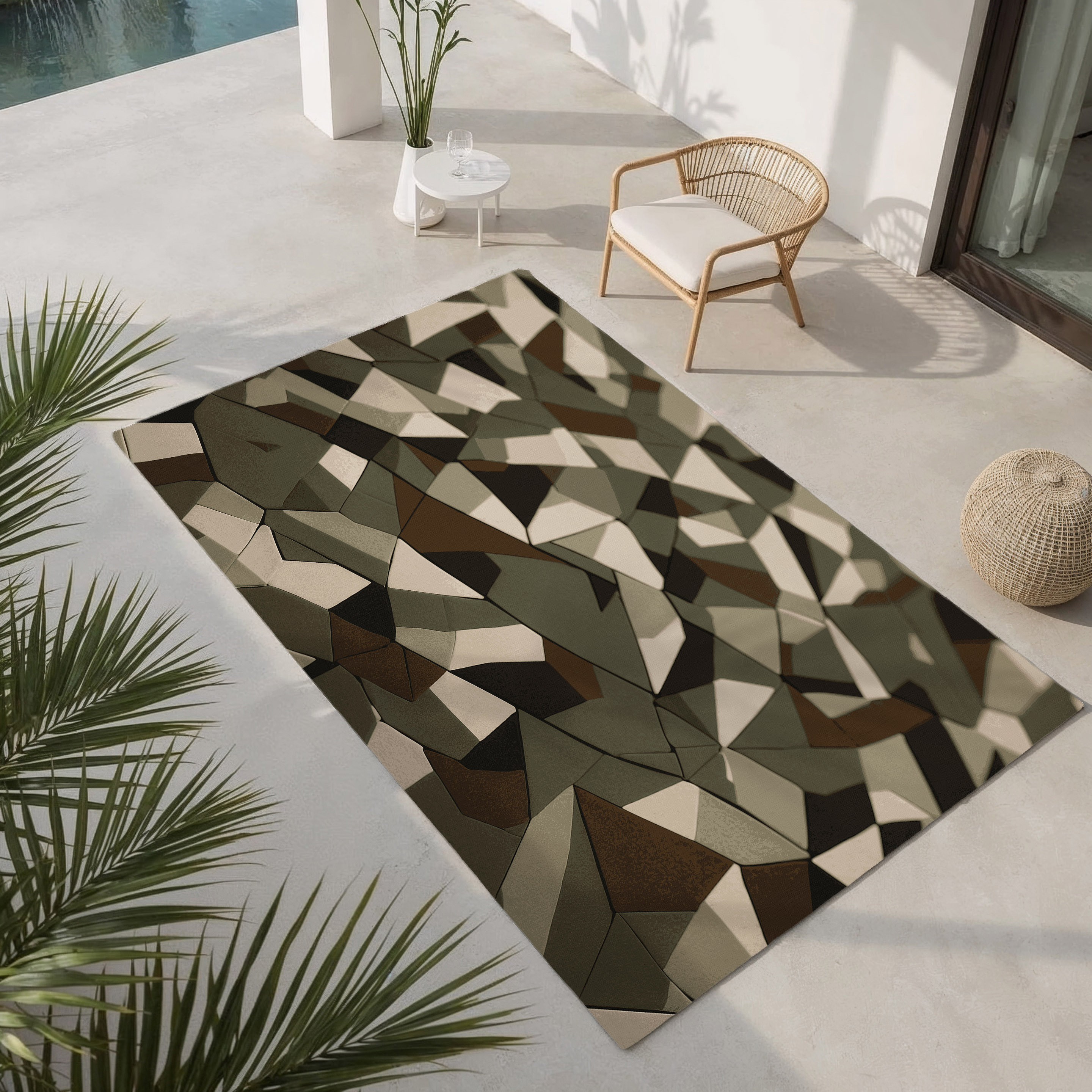 Wrought Studio™ Geo Camouflage Indoor And Outdoor Area Rug | Wayfair