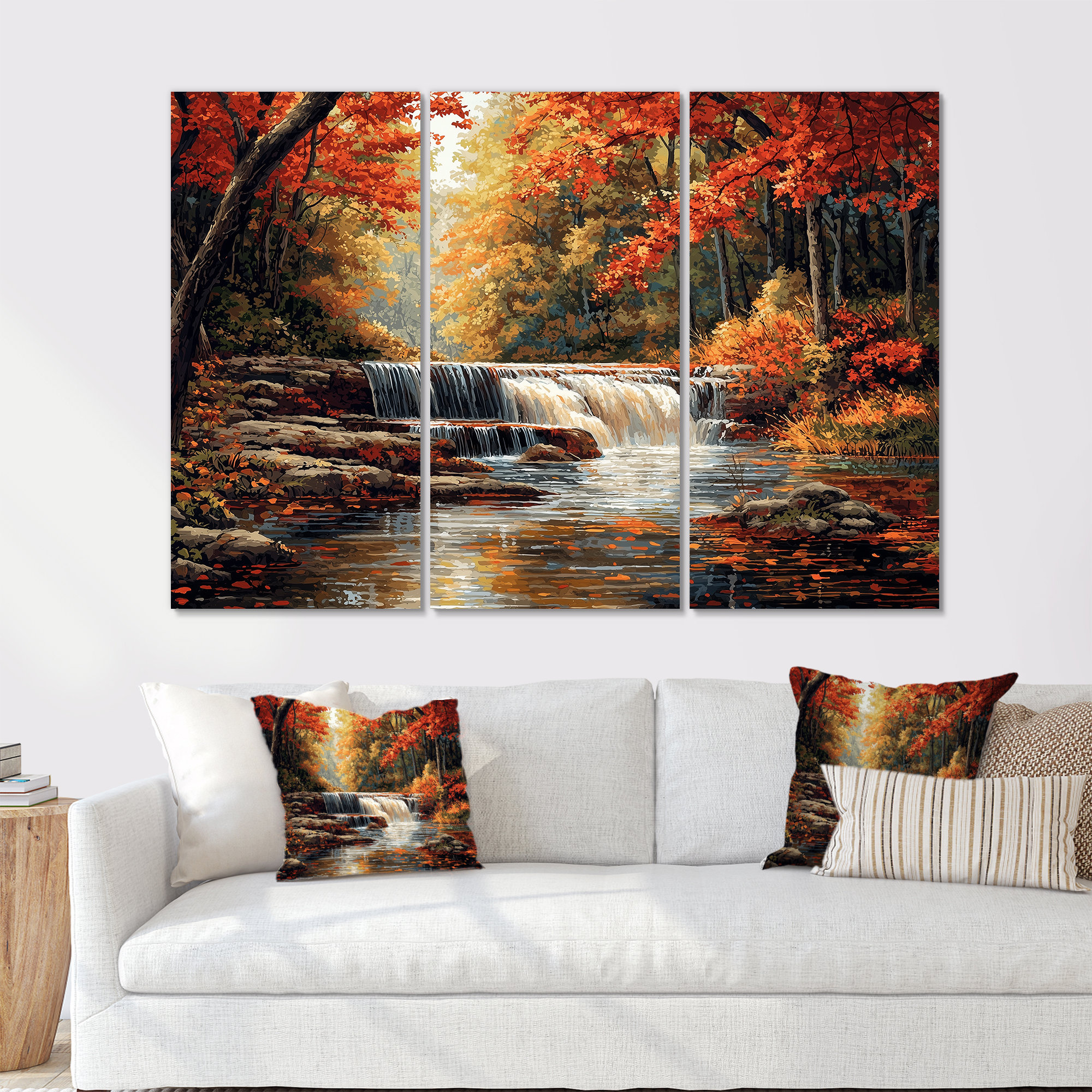 Millwood Pines Orange Autumn Mountain Waterfall Long View III ...