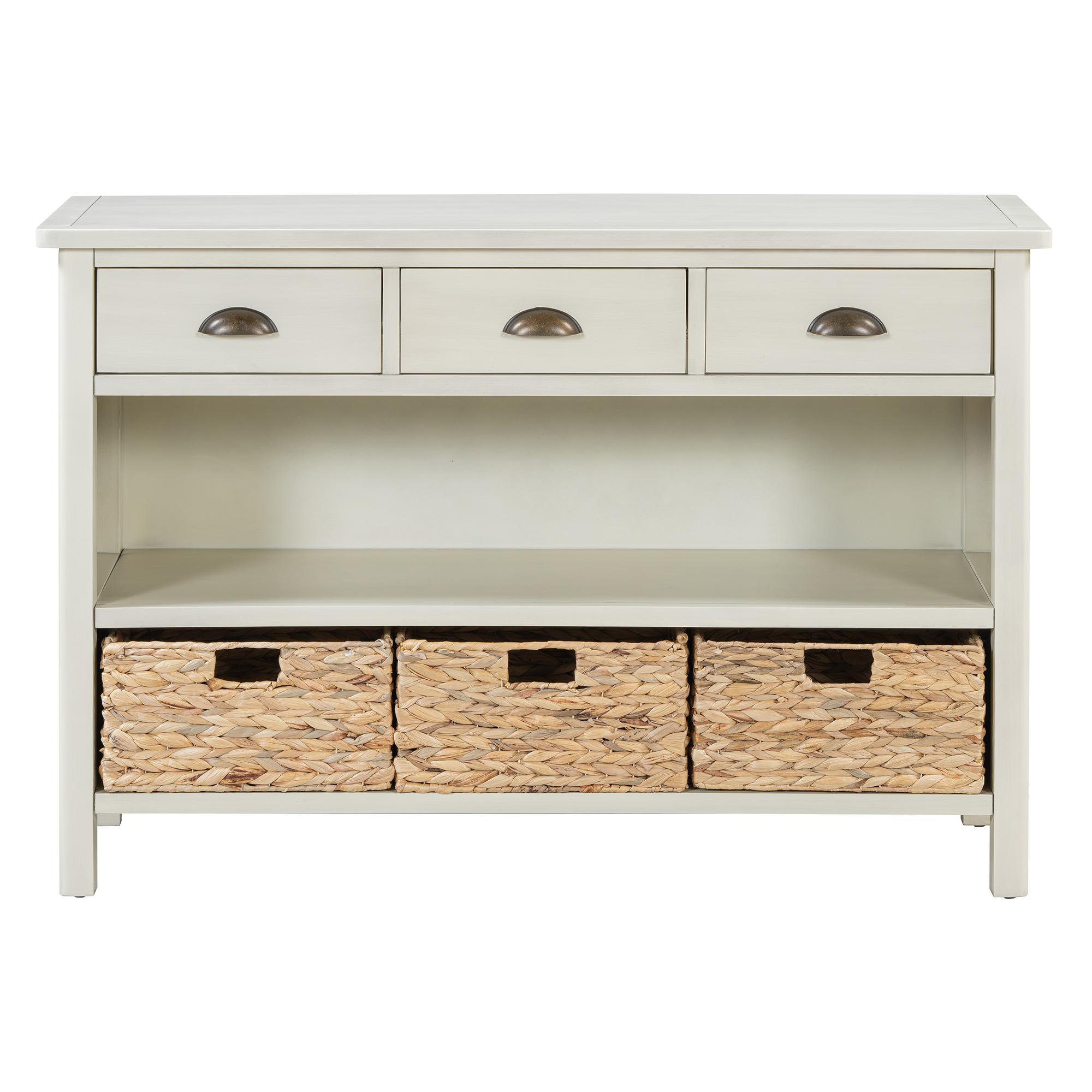 Red Barrel Studio® Retro Console Table with 3 Storage Drawers and 3 ...