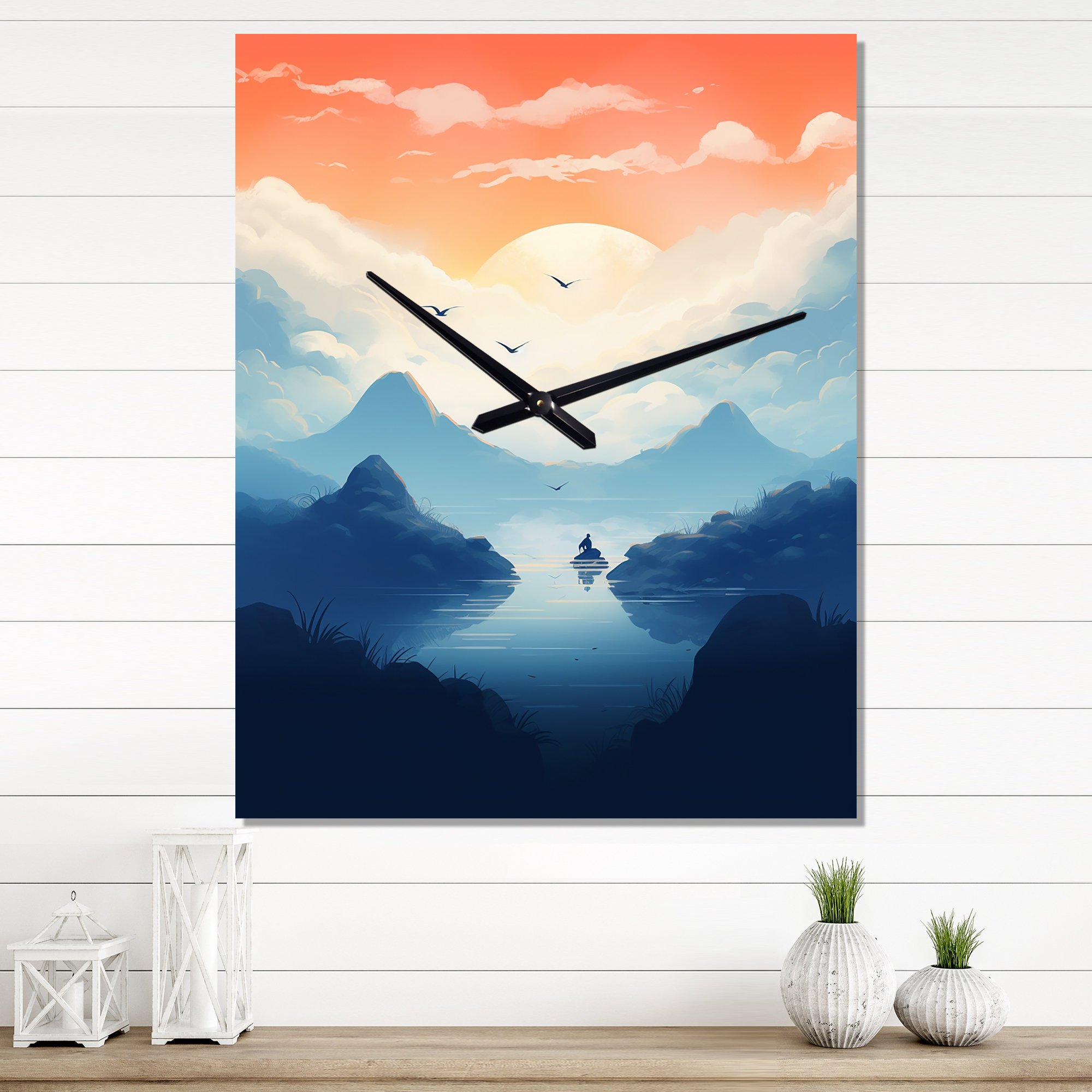 East Urban Home Jaleigha - Landscape Mountains Wall Clocks | Wayfair