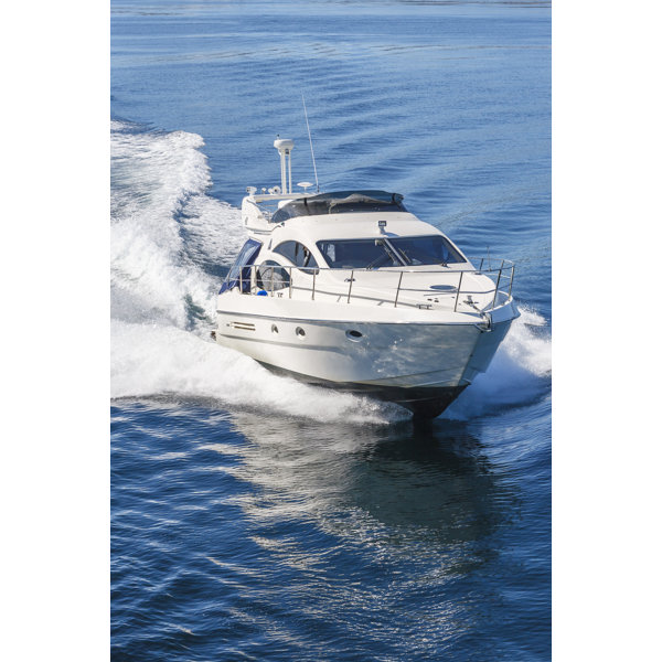 Breakwater Bay Motorboat On The Sea - Wrapped Canvas Print | Wayfair.co.uk