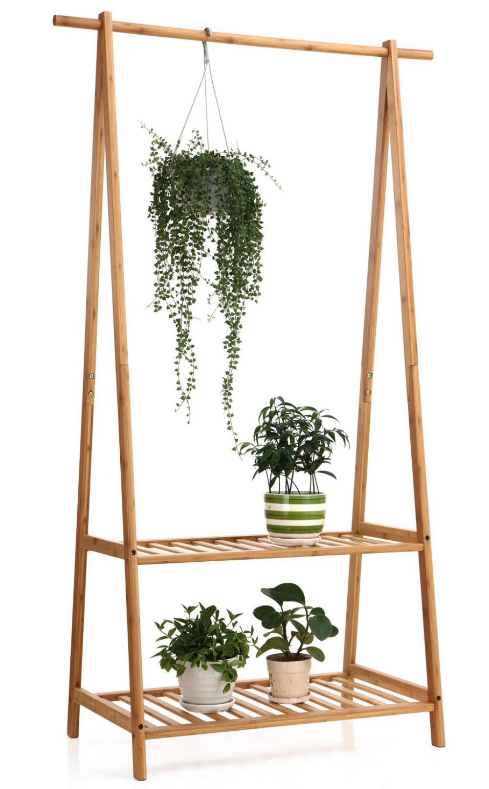 Rebrilliant Bamboo Clothes Rack,Portable, Extra Large Garment Rack ,2 ...