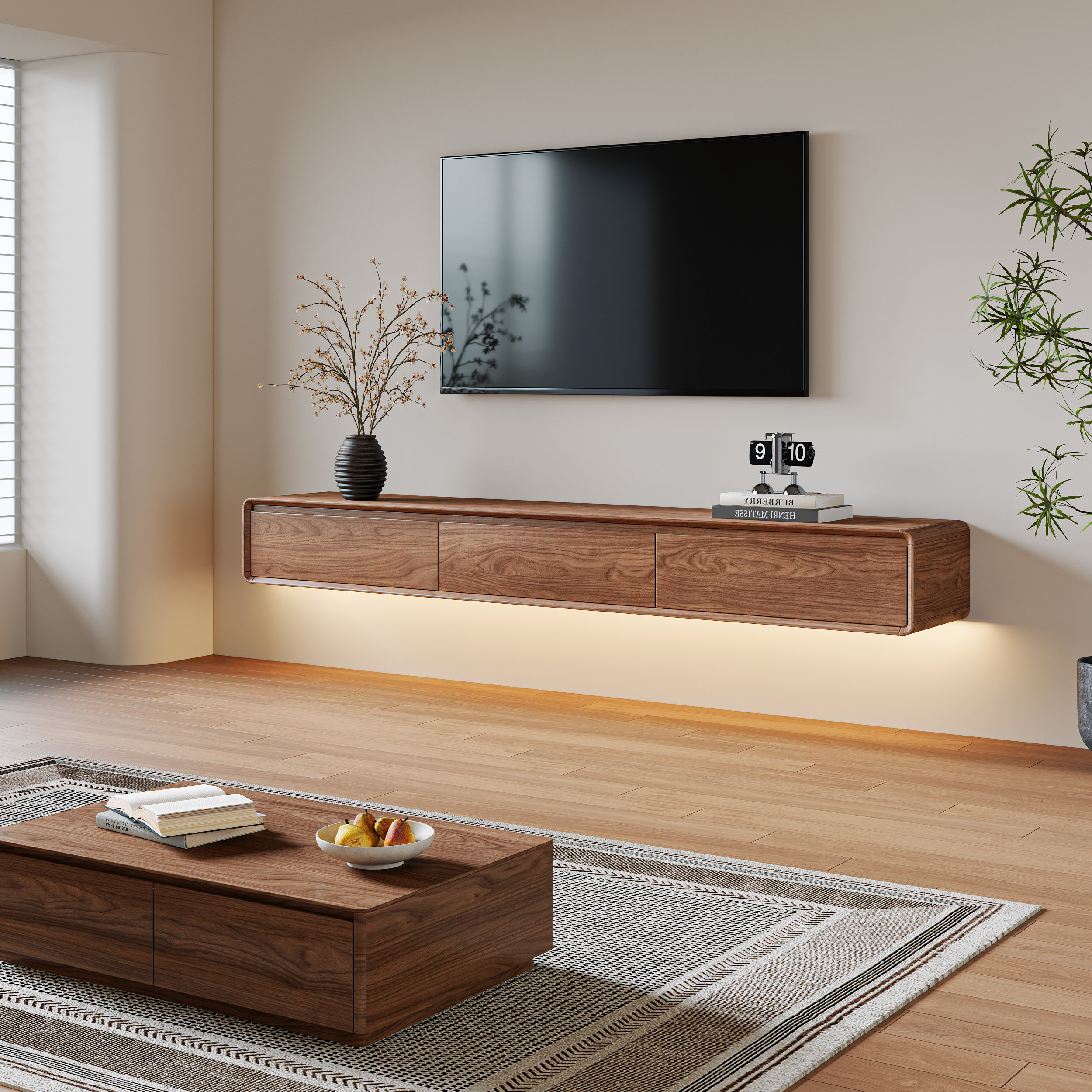 Everly Quinn Modern Floating TV Stand Wall-Mounted Media Console with ...