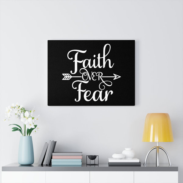 Trinx Faith Over Fear Arrow Cursive Christian Wall Art Bible Verse ...