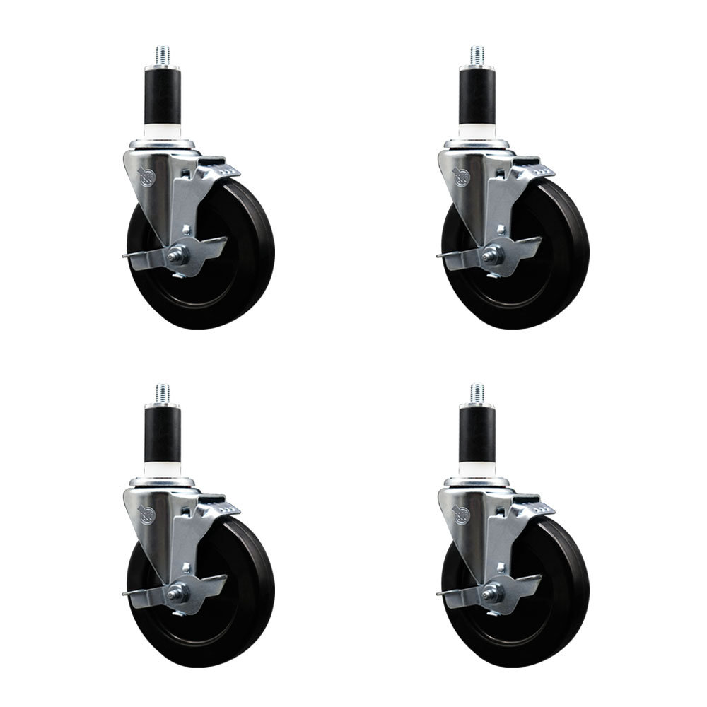 Service Caster Hard Rubber Swivel 1-3/8 Inch Expanding Stem Caster Set ...
