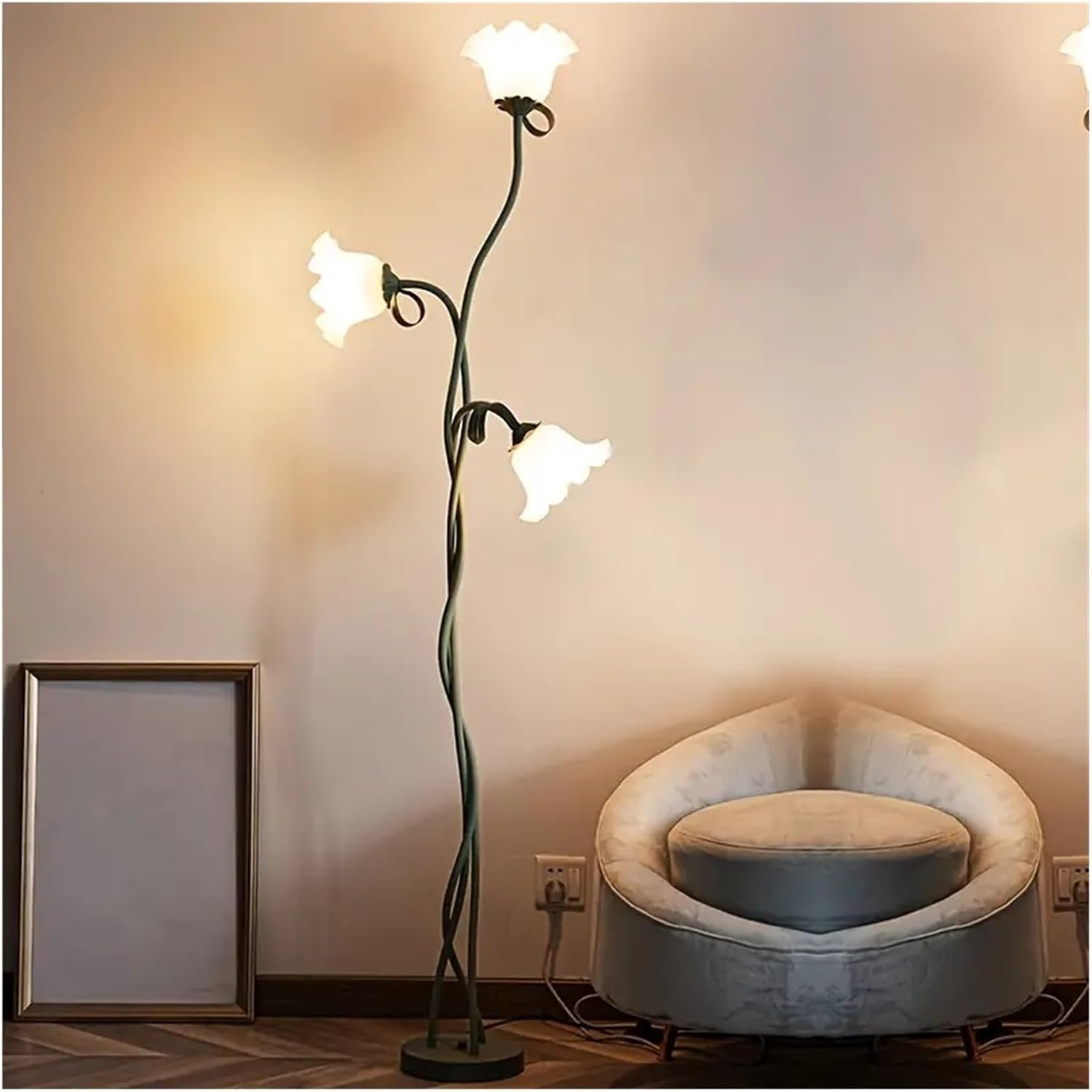 Lark Manor Lily Floor Lamp Vertical 3 Heads Flowers Lily Floor Lamp Creative Lily Of The Valley ...