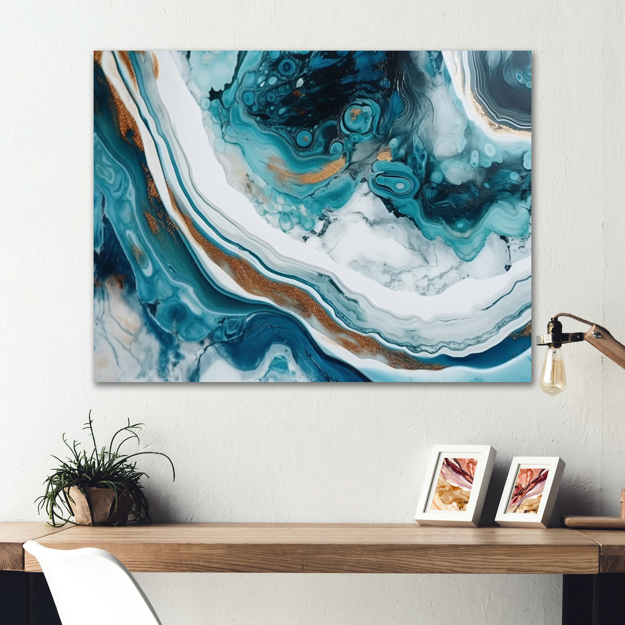 Ivy Bronx Ocean Marble Hald Circle Abstract III - Abstract Marble Metal ...