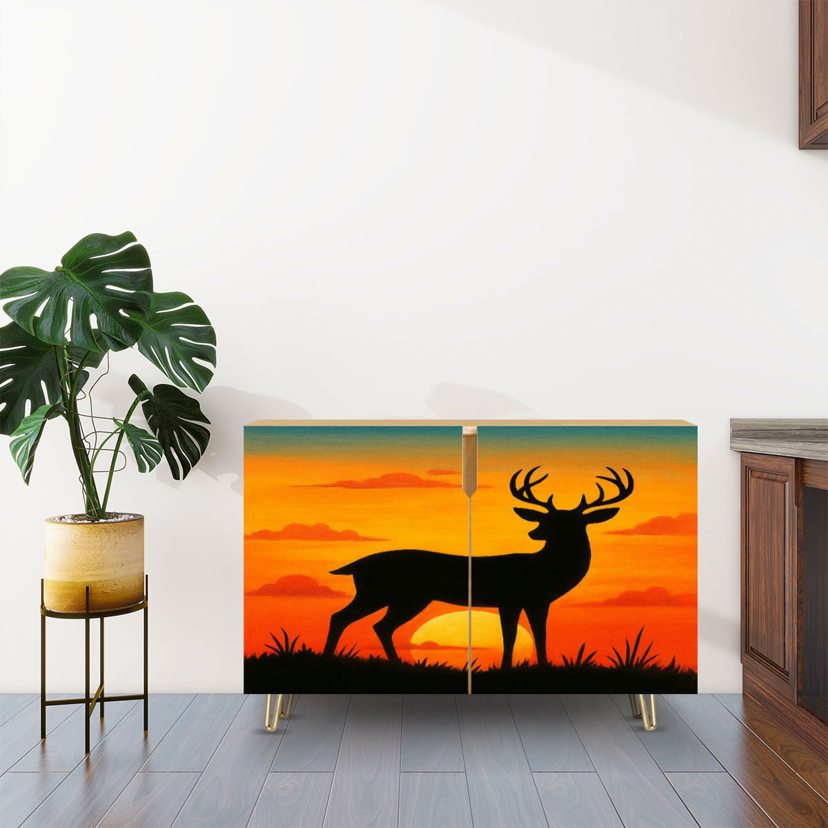 George Oliver Sideboard Buffet Cabinet with Storage Deer silhouette ...