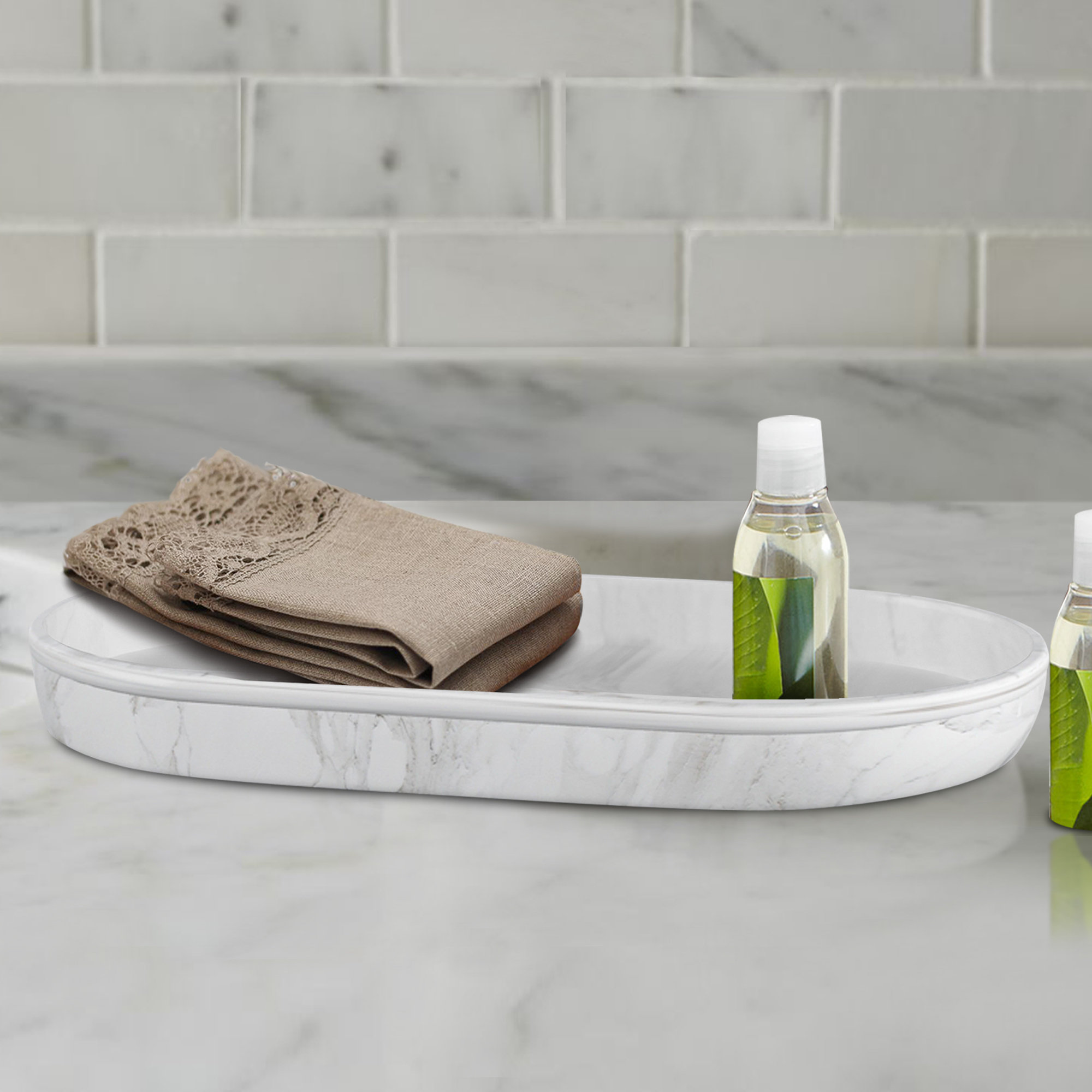 NU Steel Compton Amenity Tray In Marble Patterned Resin & Reviews - Wayfair Canada