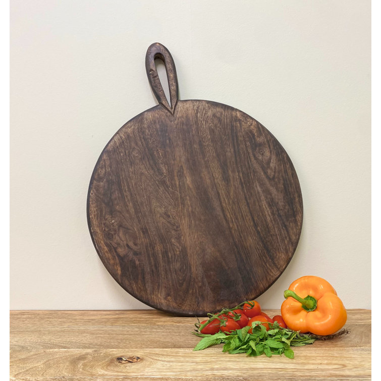 Alpen Home Circular Wooden Chopping Board With Carved Handle 49Cm ...