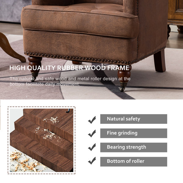 Charlton Home® Faux Leather Club Chair(Brown) | Wayfair