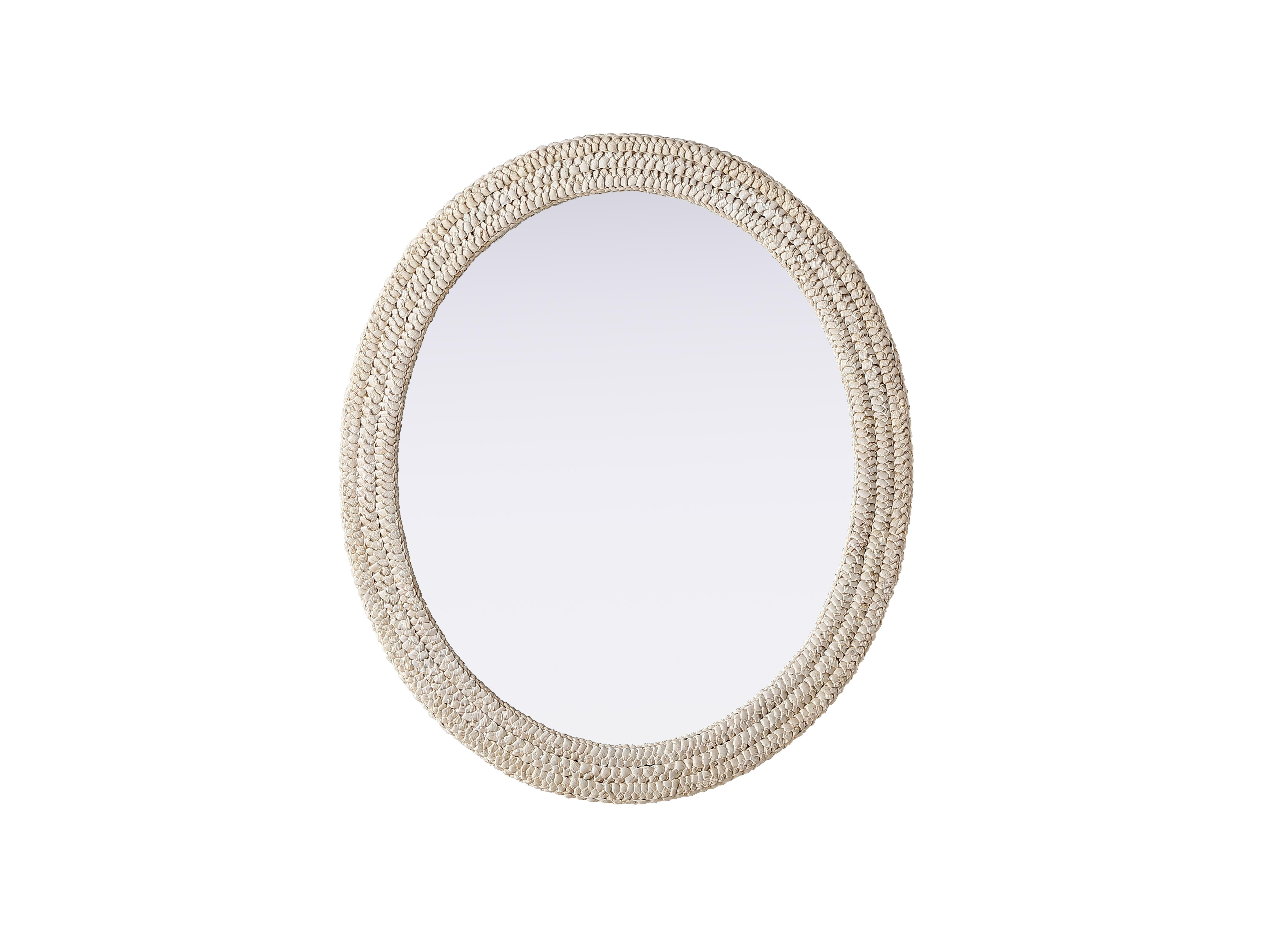 Elegant Lighting Oval Cornhusk Mirror 42 in Linen White | Wayfair