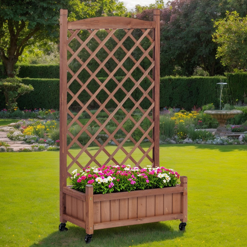 Gracie Oaks Raised Garden Bed With Trellis(2Set) | Wayfair