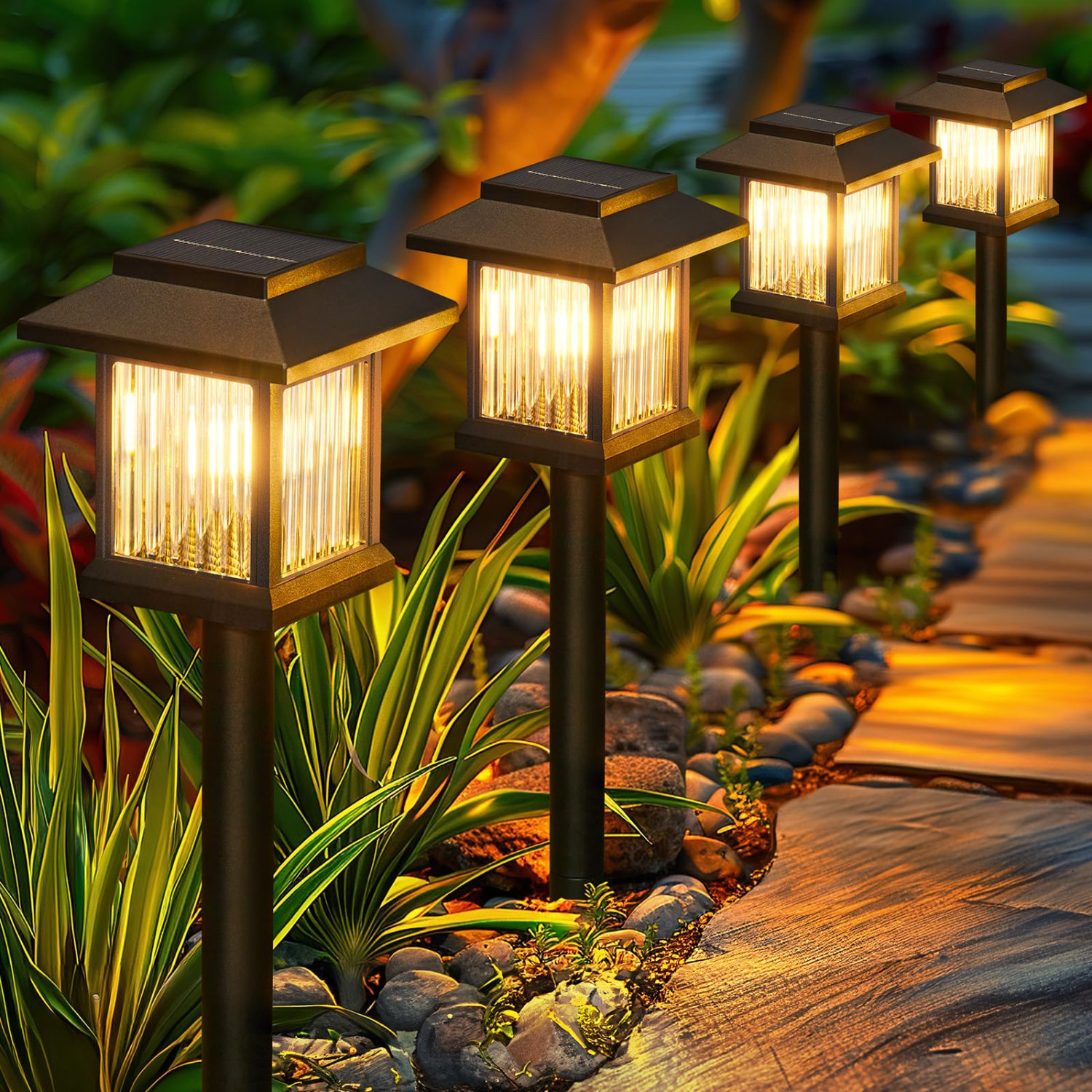 RISEKAR 10 Pack Solar Pathway Lights Outdoor,Lighting Decorative for ...