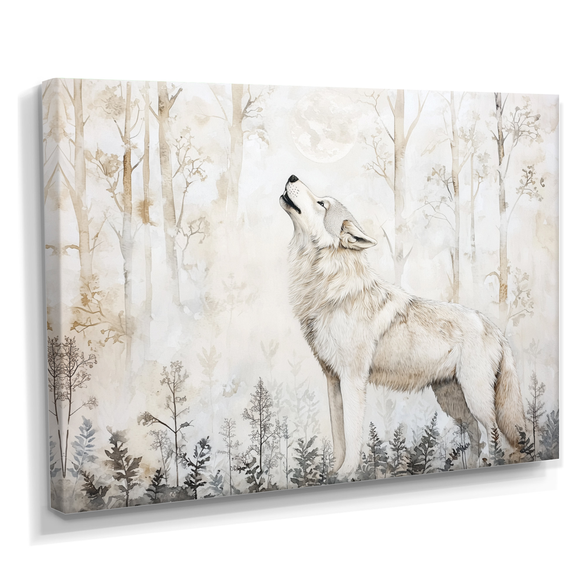 Red Barrel Studio® Lunar Howl Of The Wolf Into The Wood I - Wolf Canvas ...