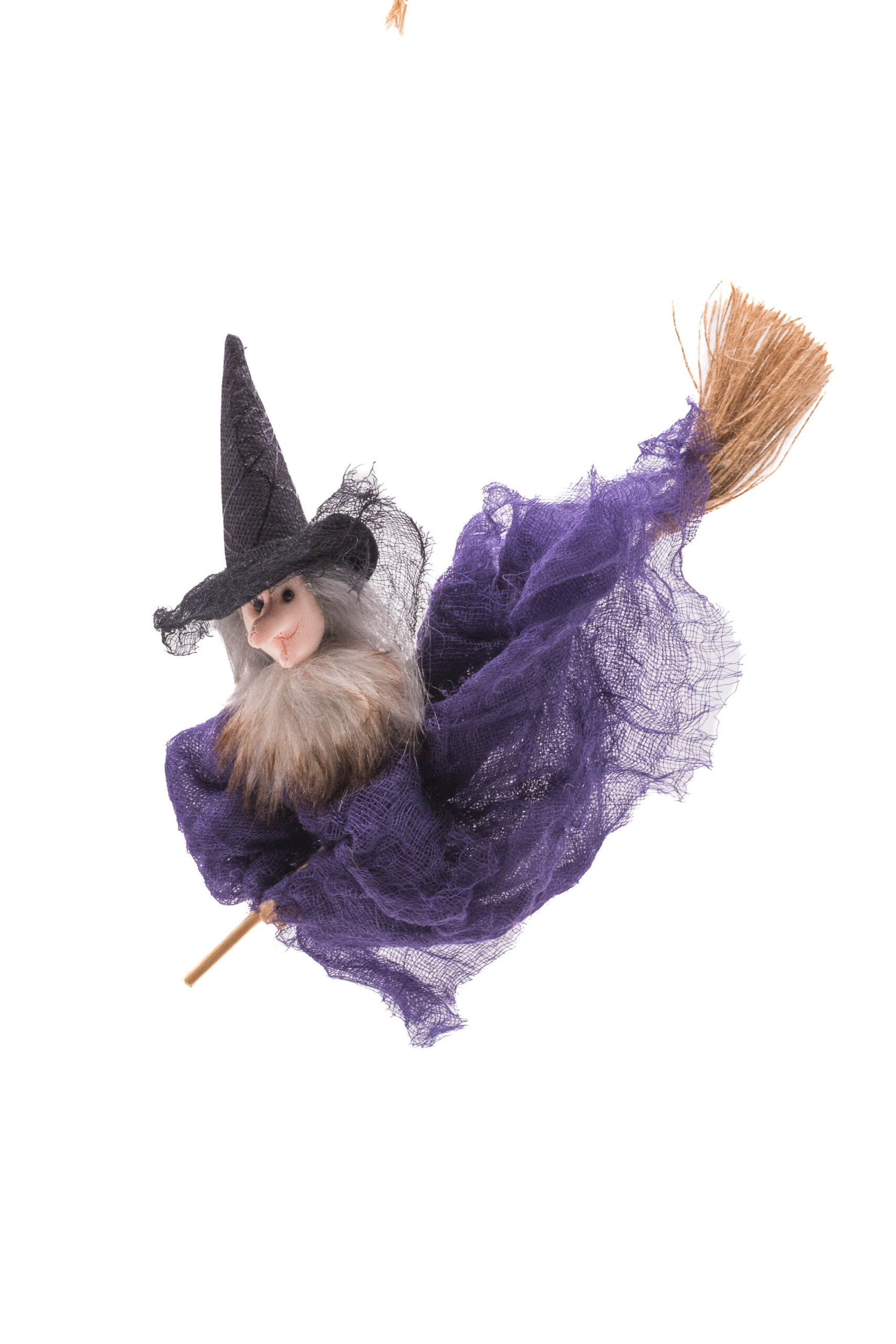 The Holiday Aisle® Violet Cloth Hanging Witch flying on Broomstick ...