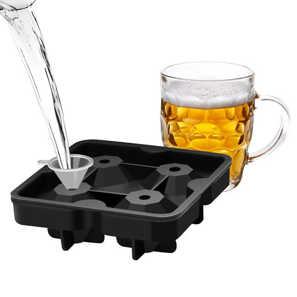 Prep & Savour Diamond Ice Mold Silicone Ice Cube Trays Large 4 Ice ...