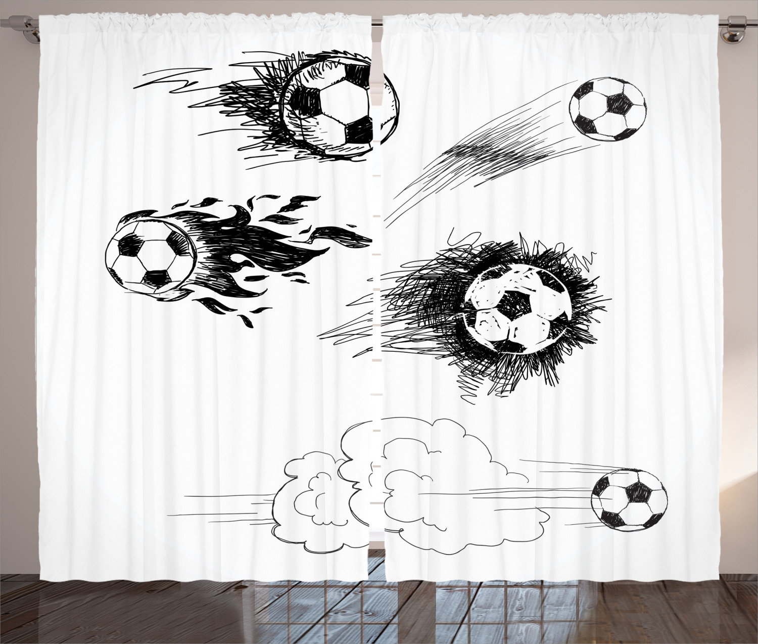 Ambesonne Soccer Semi-Sheer Rod Pocket Curtain Panels | Wayfair