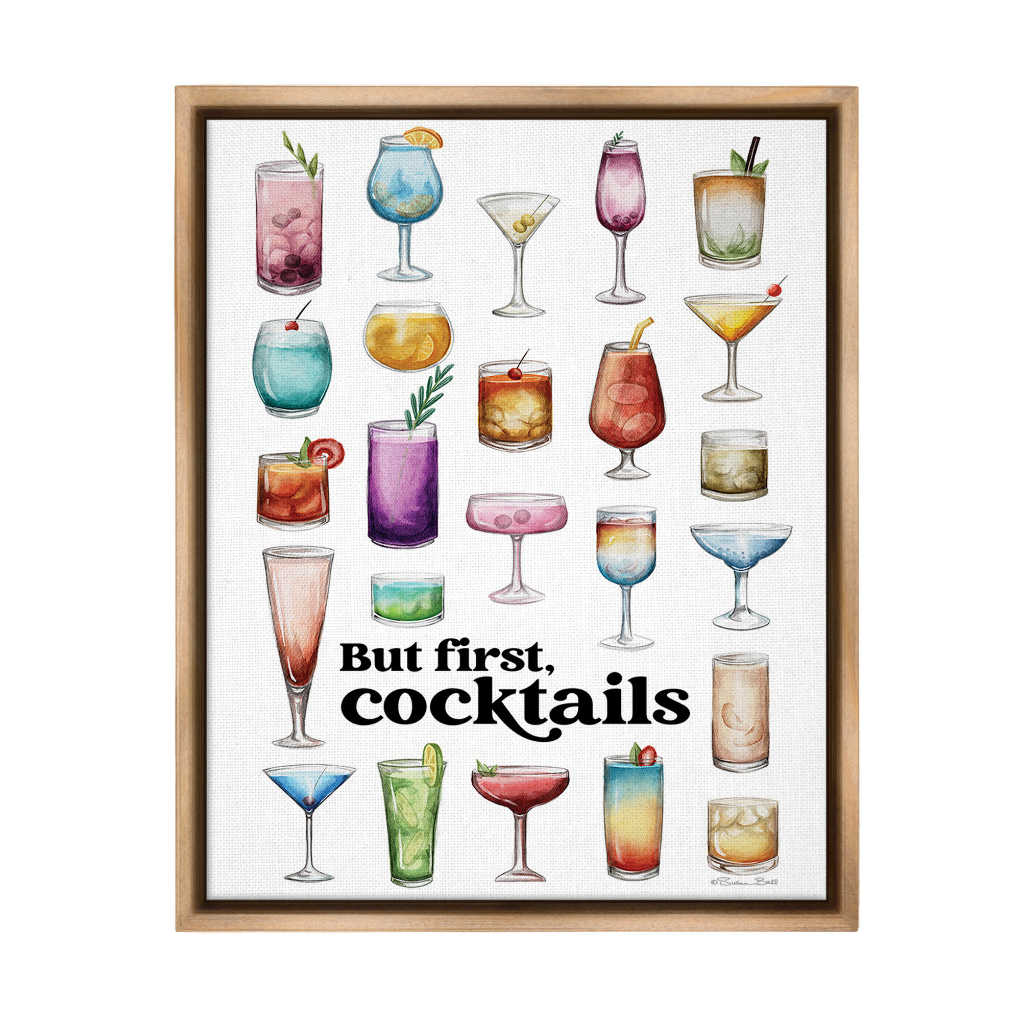 August Grove® " But First Cocktails " by Susan Ball on Canvas | Wayfair