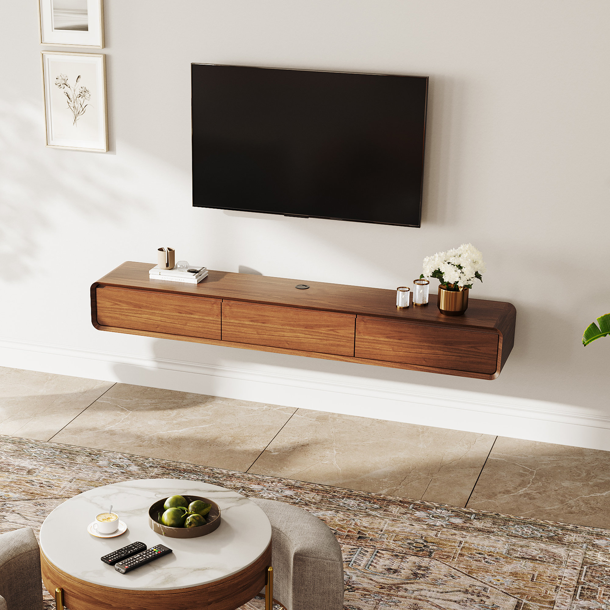 Hokku Designs Blosse Floating TV Stand, Entertainment Center with 3 ...