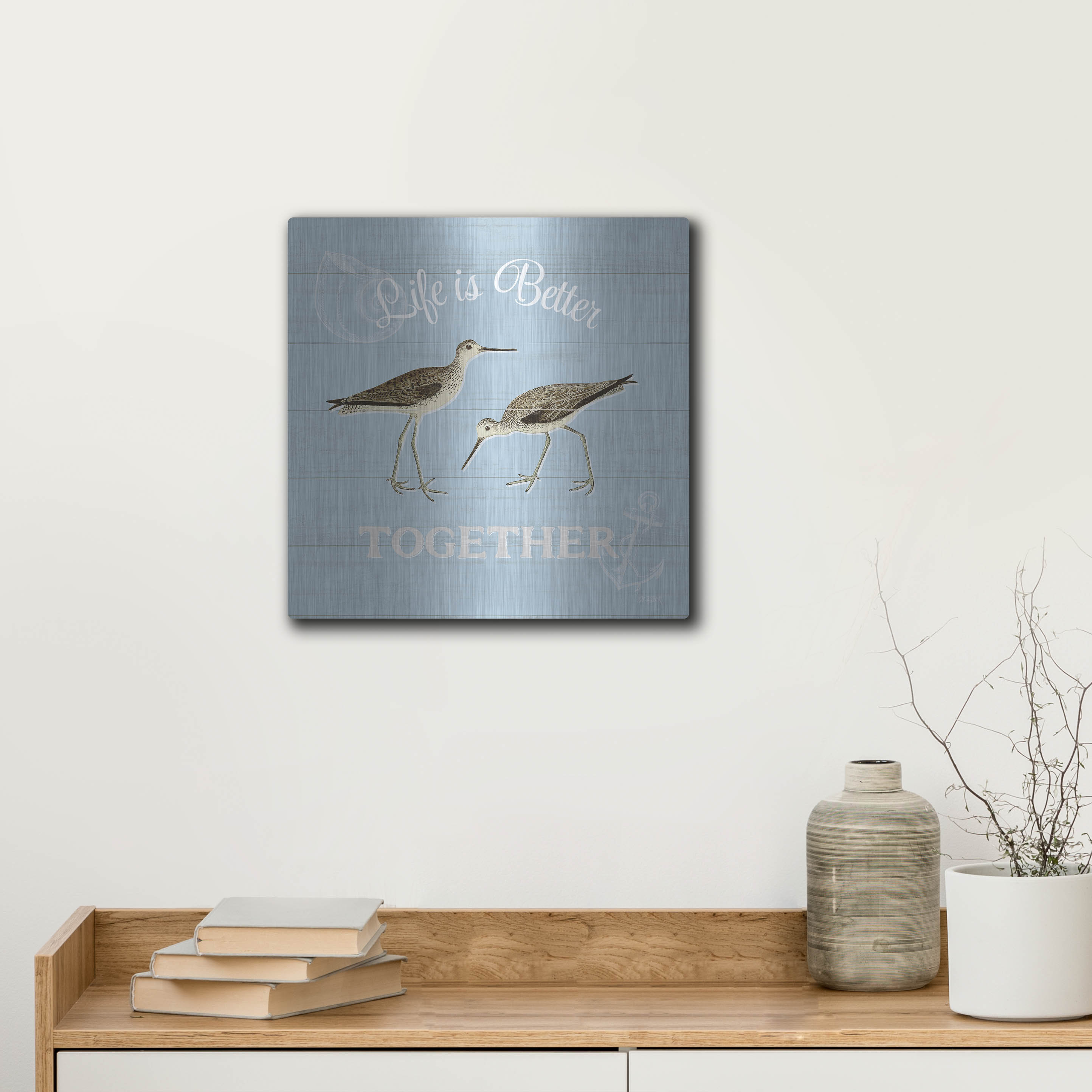 Highland Dunes 'Bayside 4 Blue' by Katie Pertiet Metal Wall Art | Wayfair