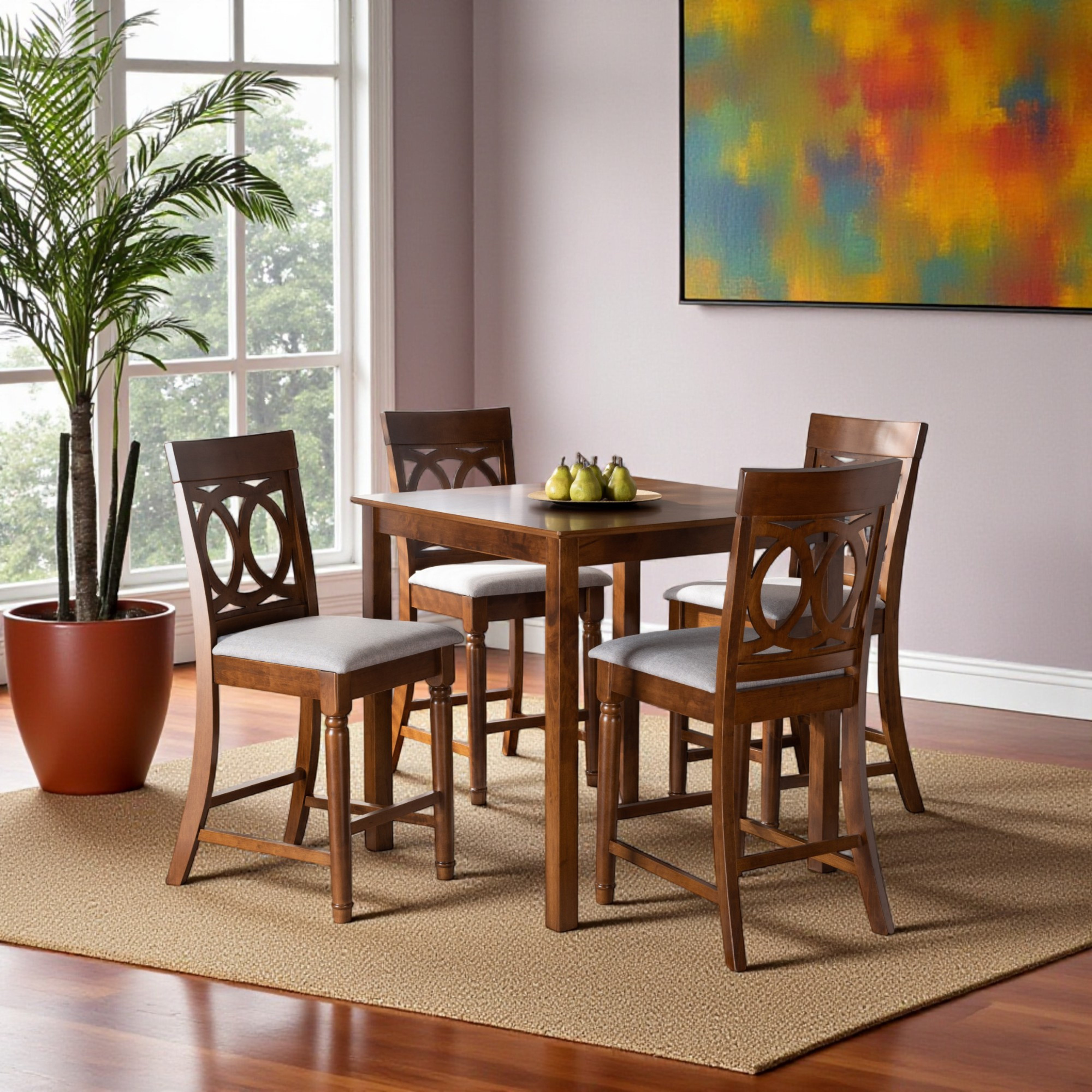 Lark Manor™ Jadarrius 5-Piece Pub Set with Fabric Upholstery and Walnut ...