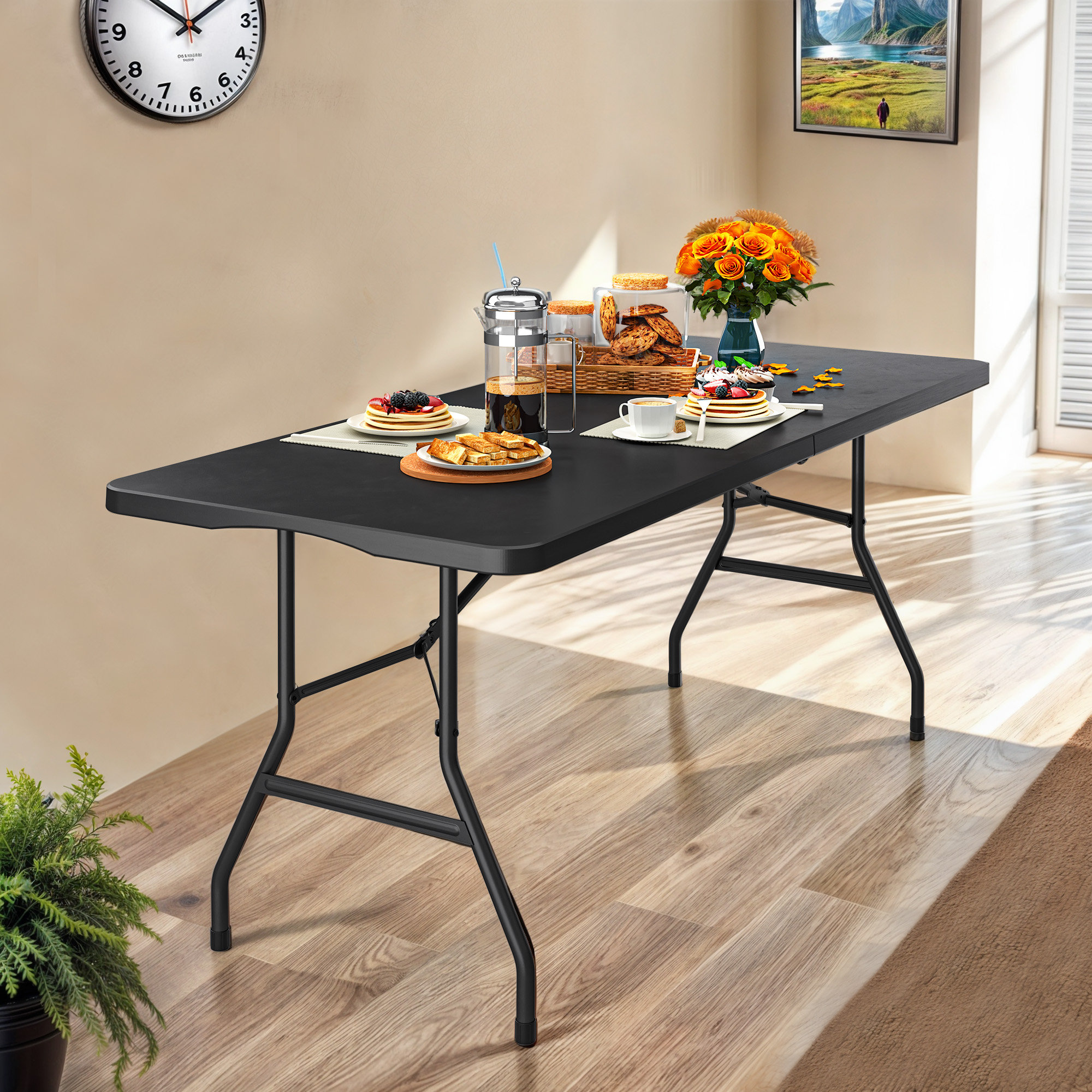 Ebern Designs Jassel Rectangular 71'' L x 29'' W Outdoor Picnic Table ...