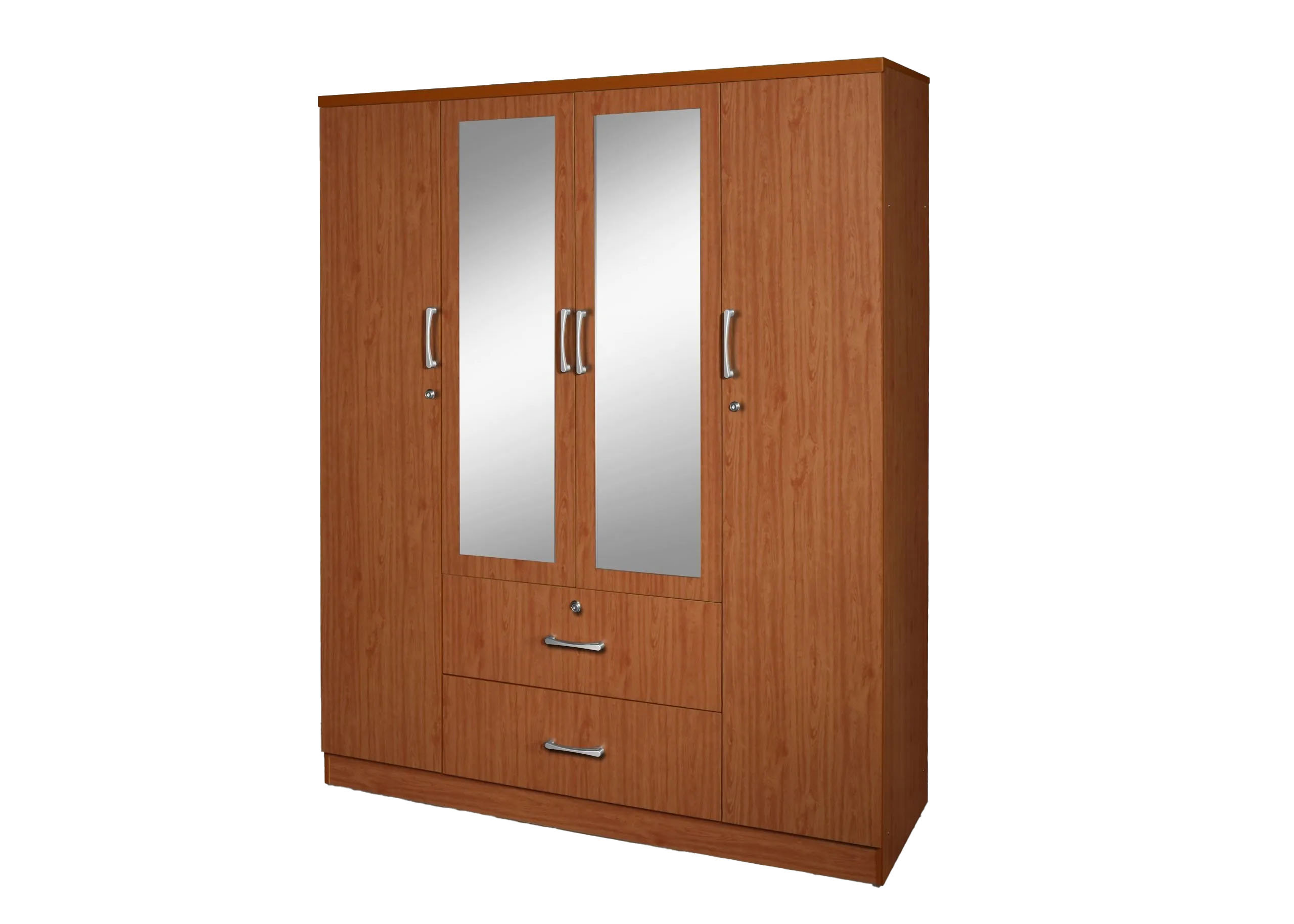 Latitude Run® 4 Door / 2 Drawer With Mirror Wardrobe | Wayfair