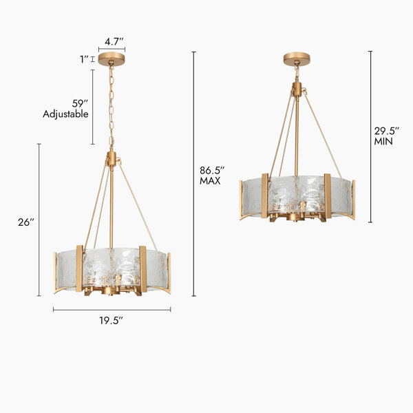 Mercer41 Hanshelmut 6-Light Shaded Gold Drum Chandelier with Ripple ...