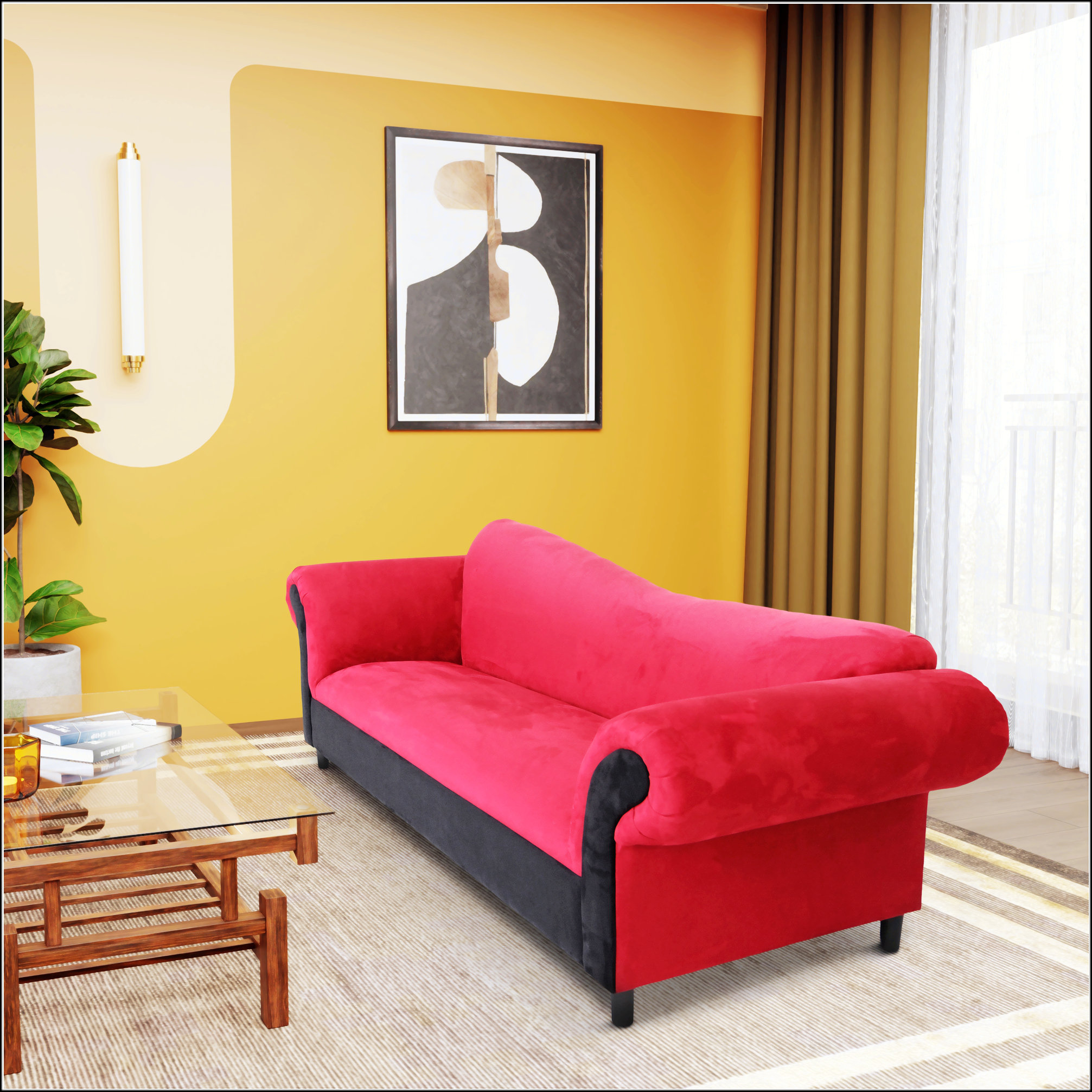 Hokku Designs Modern 3-Seater Sofas Couches With Solid Wood Frame | Wayfair