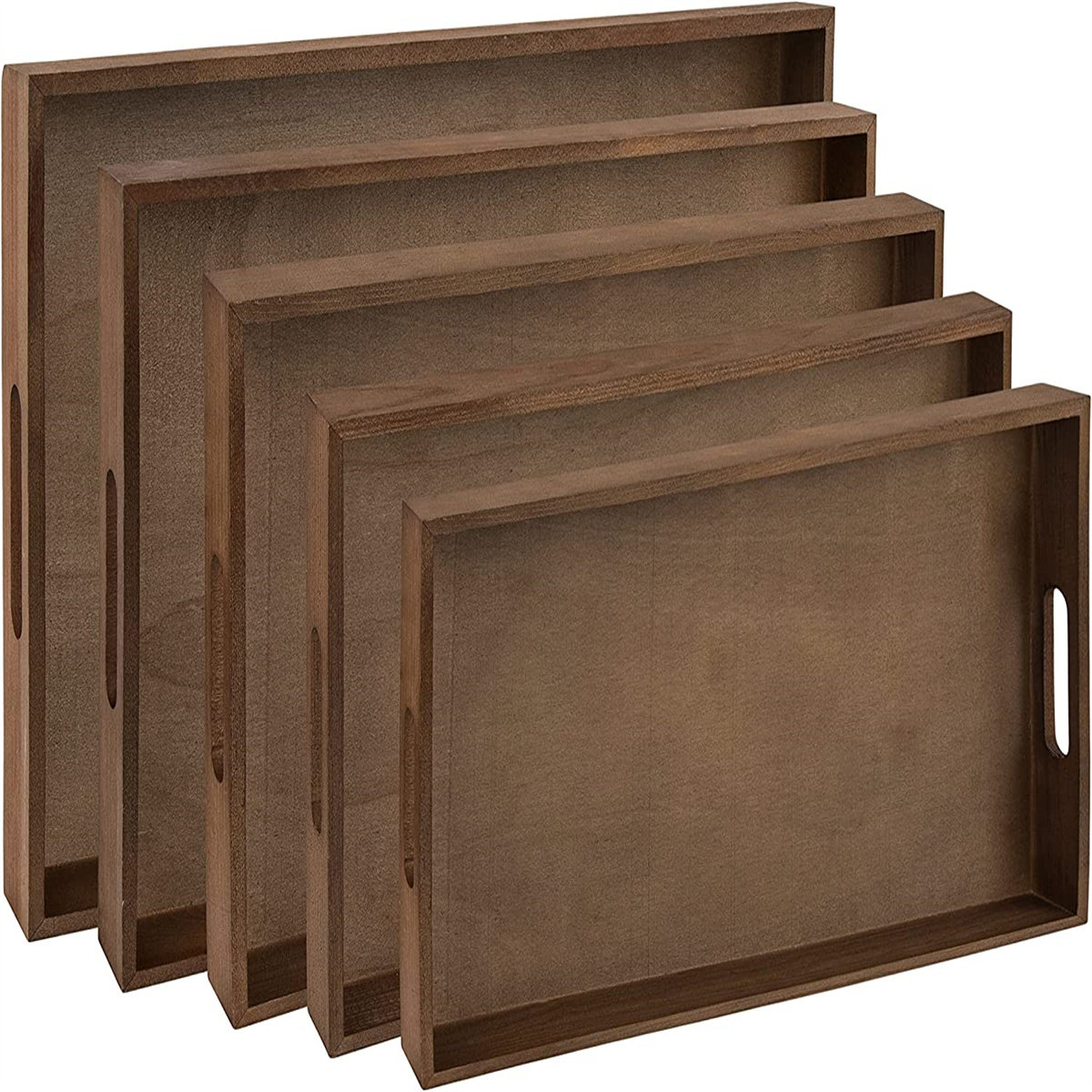 Millwood Pines Wooden Rustic Nested Trays - 5 Pack - Set Of Rectangular ...