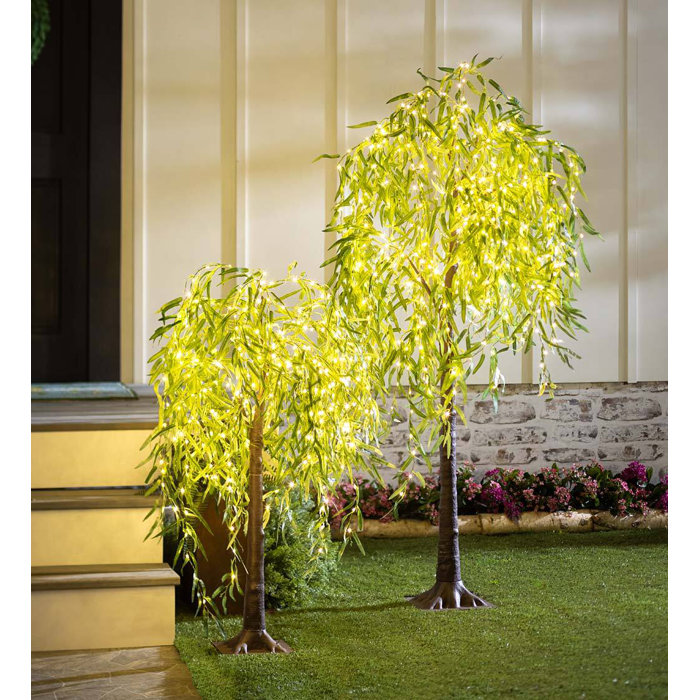 Plow & Hearth Faux Willow Tree in Metal Free Standing | Perigold