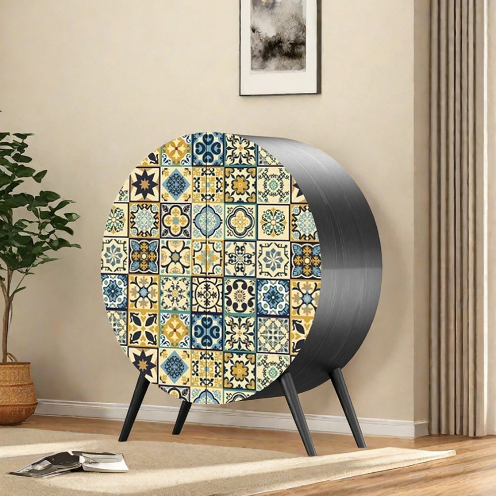 Liu's ink furniture 43in Two-door round sideboard Cabinet | Wayfair